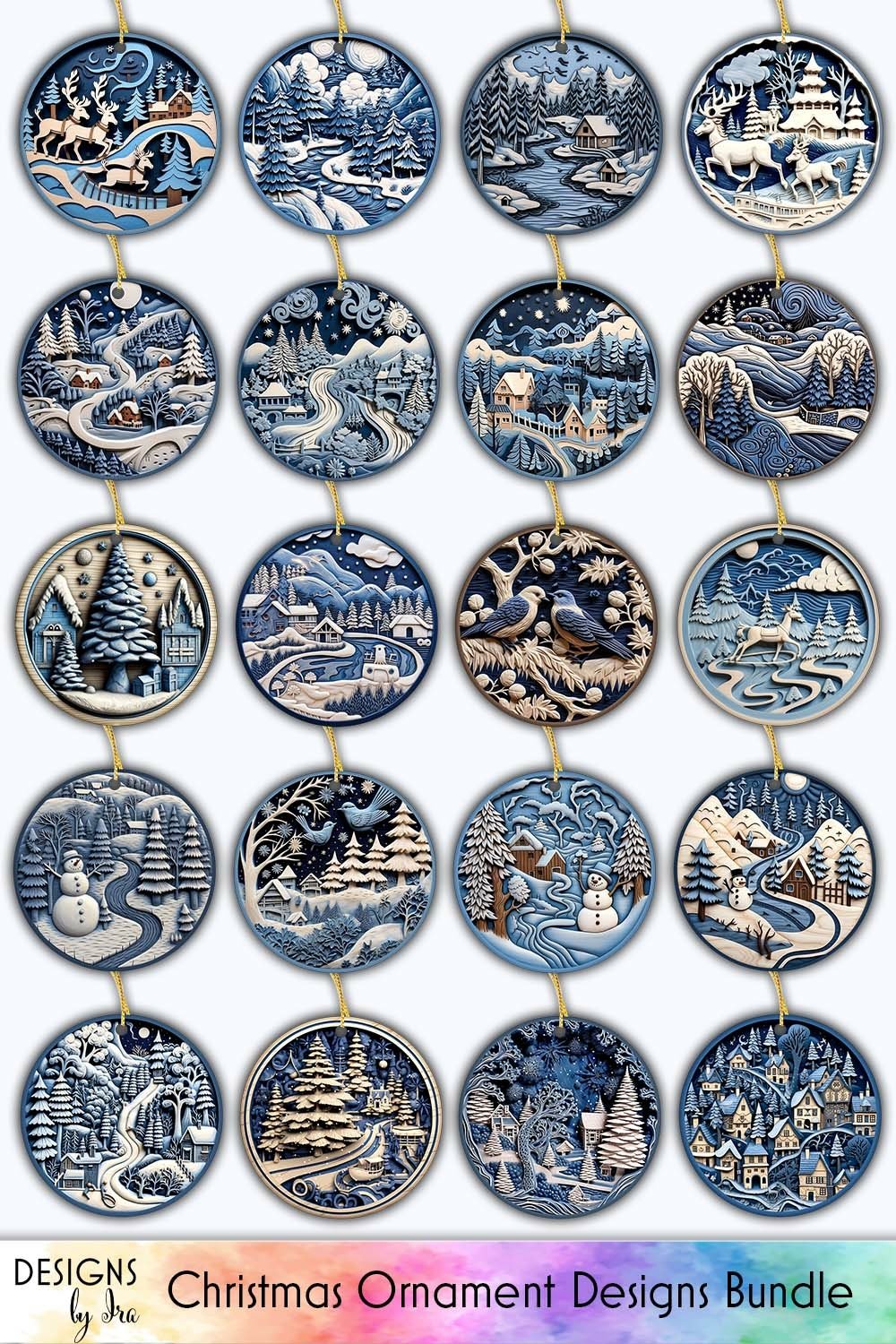 3d Christmas Ornaments Bundle | Wood Carving Ornaments 3d