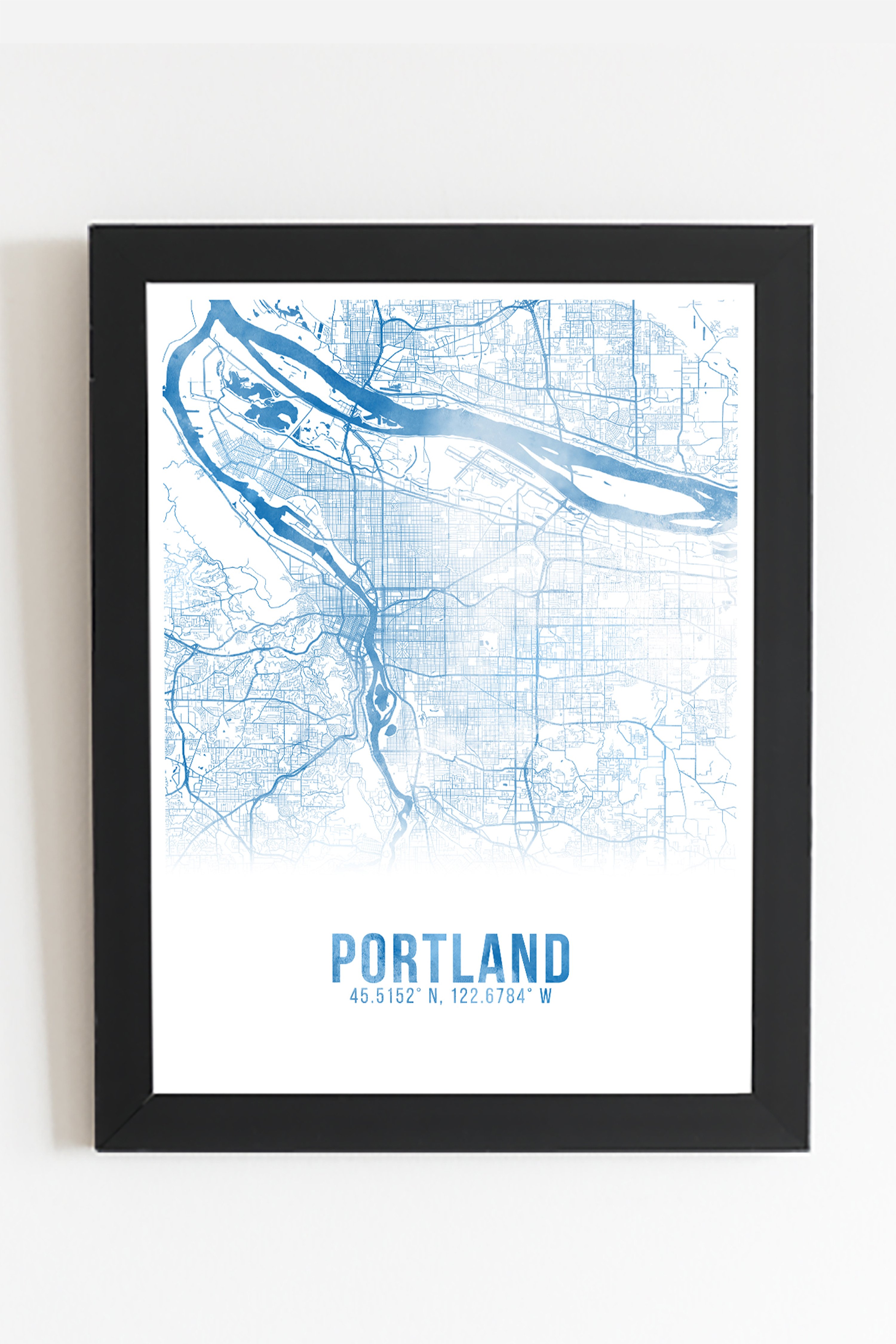 Portland Watercolor City Map Poster