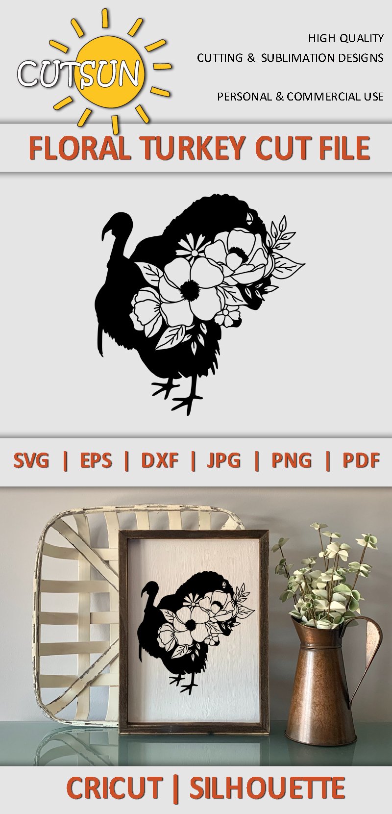 Floral Turkey SVG | Turkey SVG