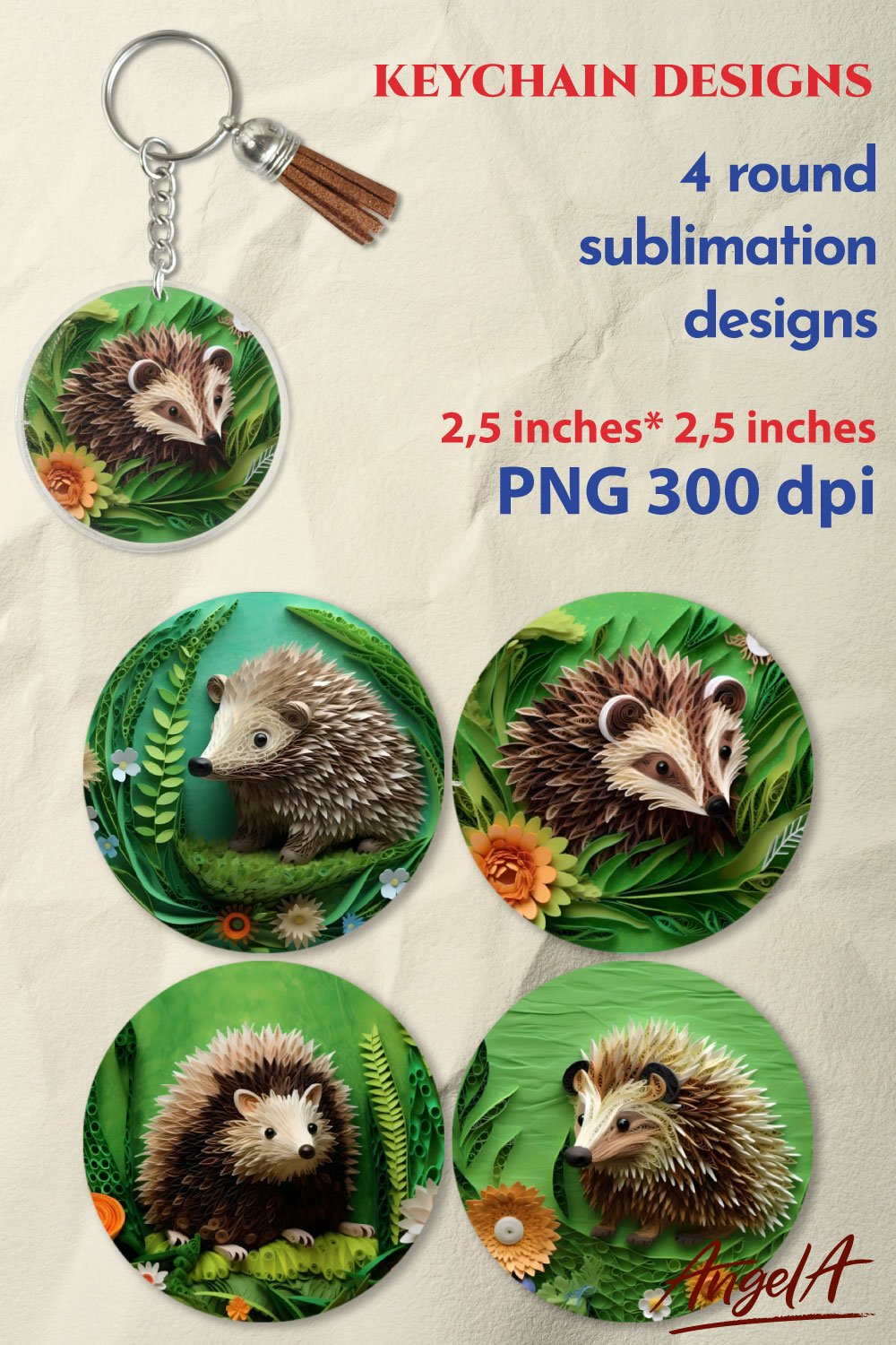 Round keychain sublimation / 3d animal sublimation bundle