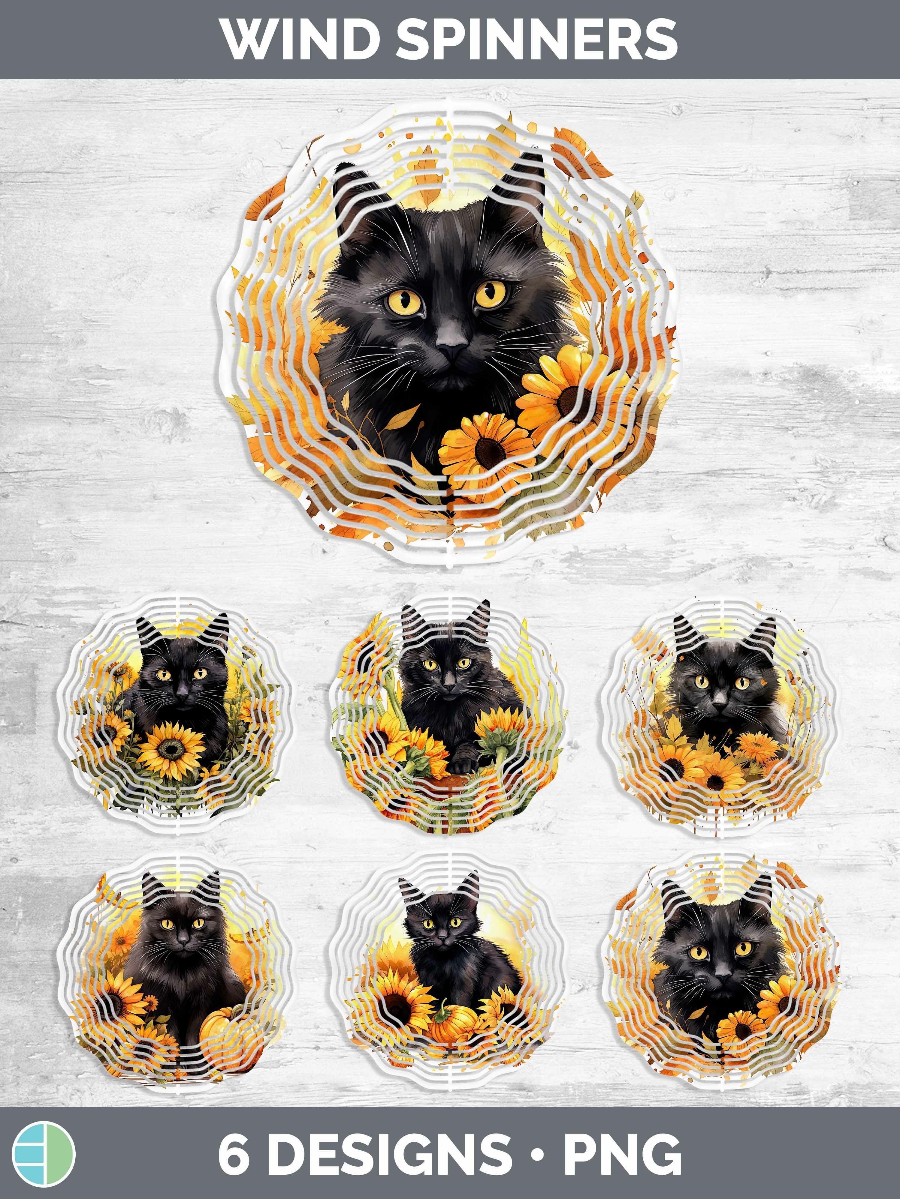 Autumn Black Cat Wind Spinner | Bundle Spinner Designs