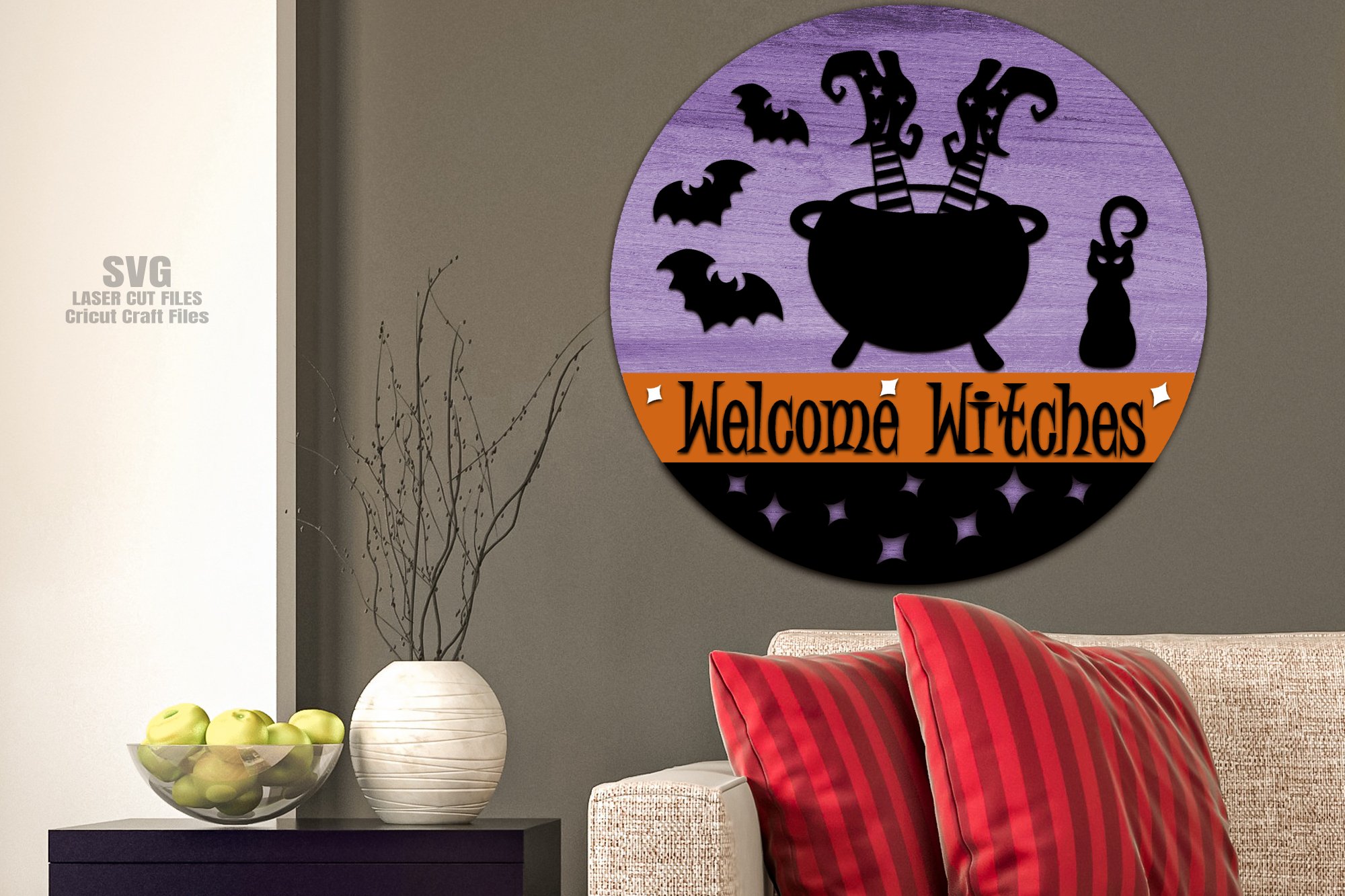 Welcome Witches SVG Laser Cut Files | Halloween Sign SVG