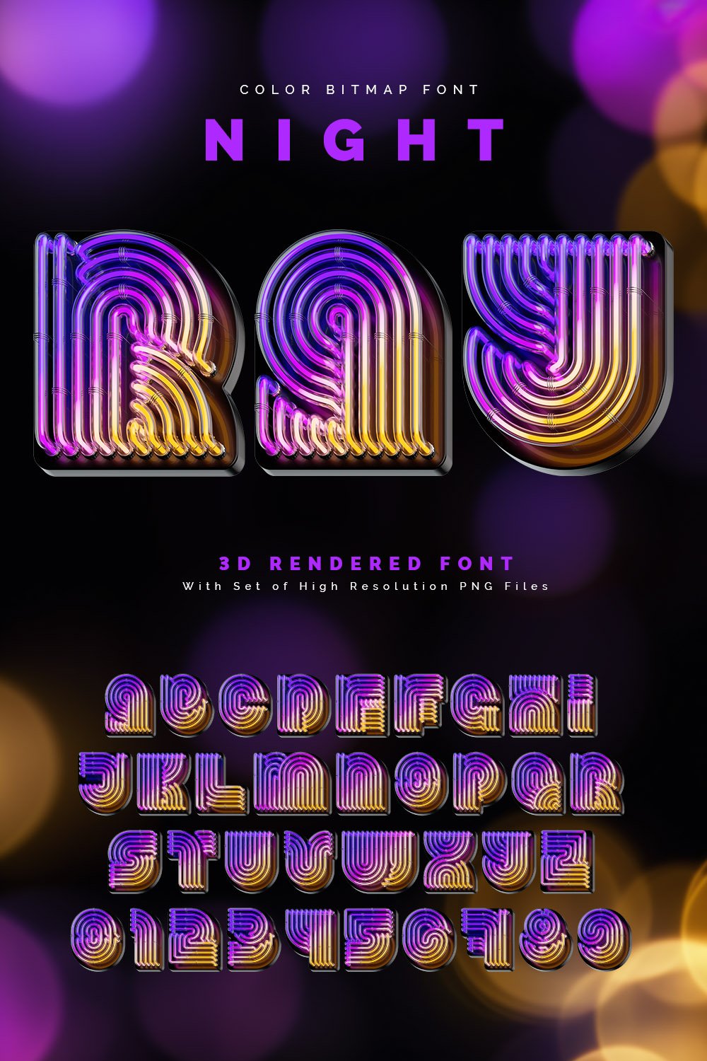 Night Ray Color Bitmap Font