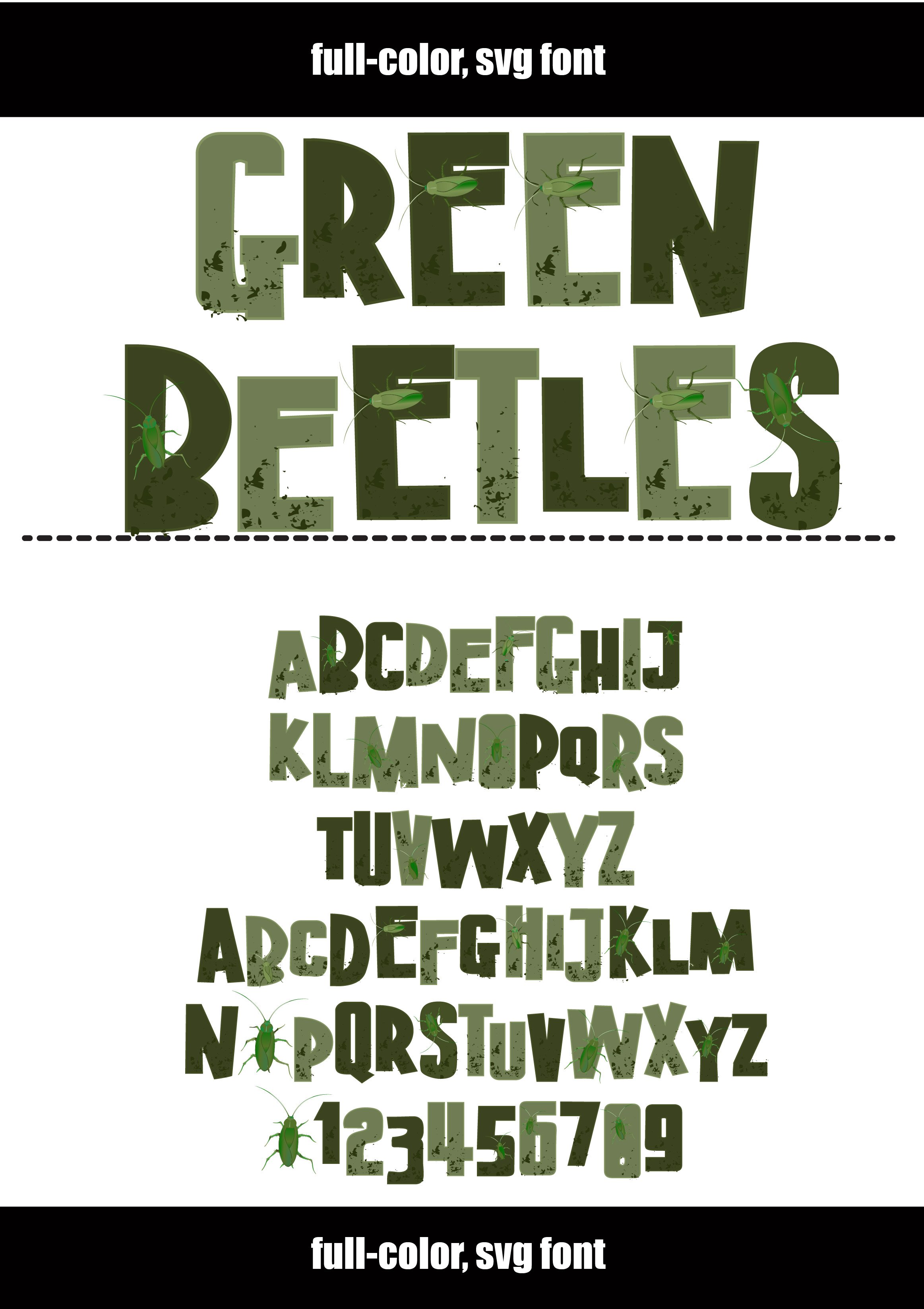 Full Color SVG Green Beetle Font