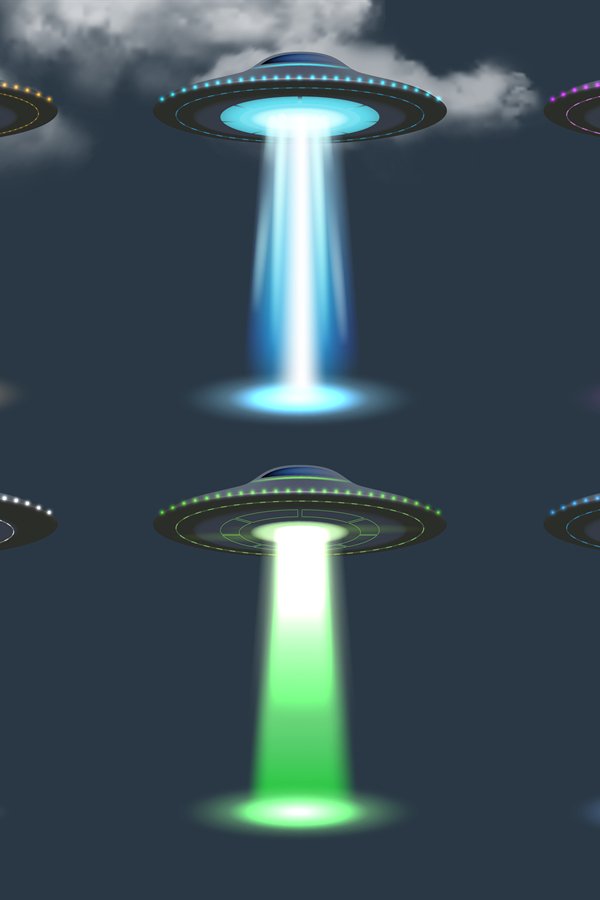 Ufo spotlight. Cosmic transport ambient alien lighting reali