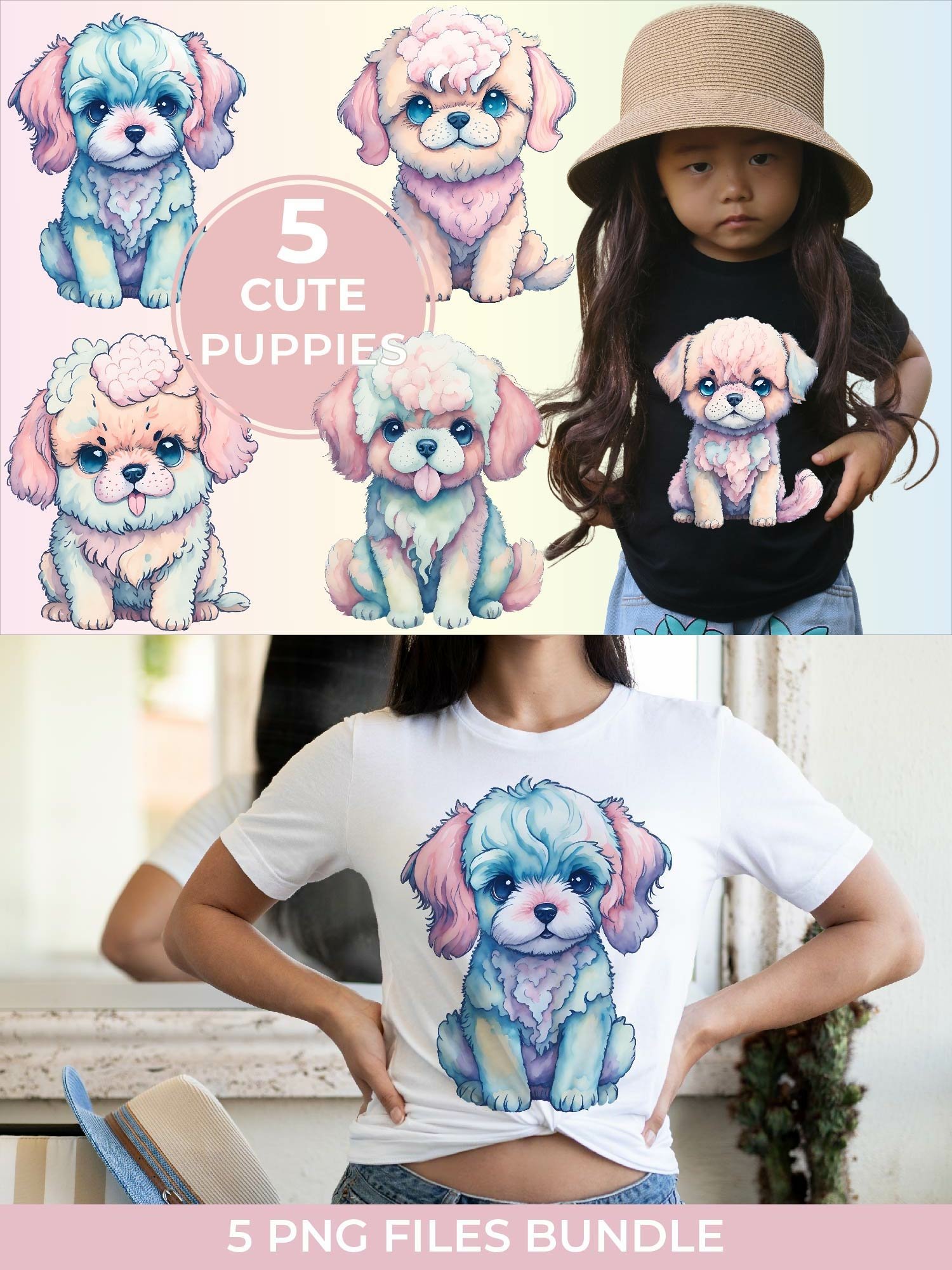 Cute Fluffy Watercolor Puppy PNG