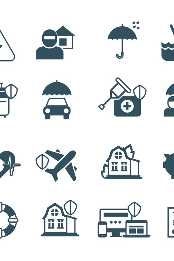 Insurance vector icons. Protection and safety symbols