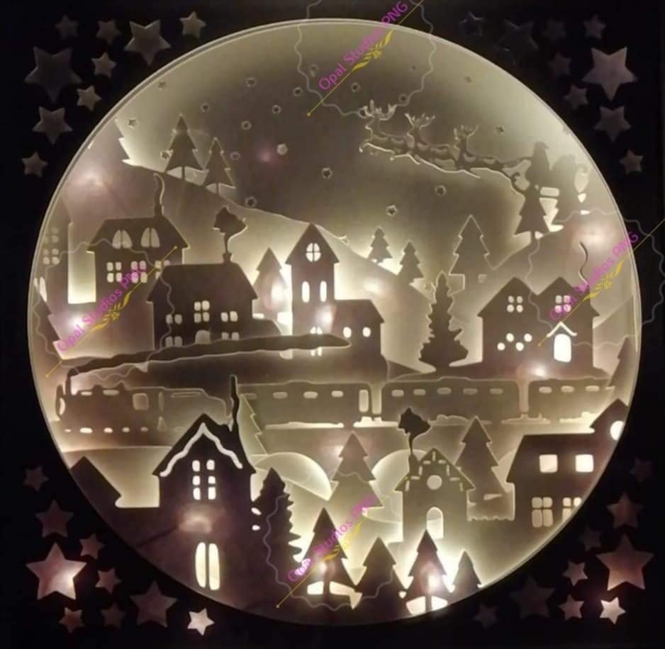 Christmas village winter 3d layered shadow box (1249885)