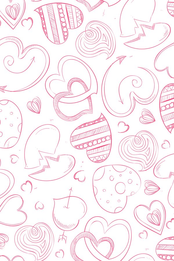 Ballpoint pen drawing hearts seamless pattern