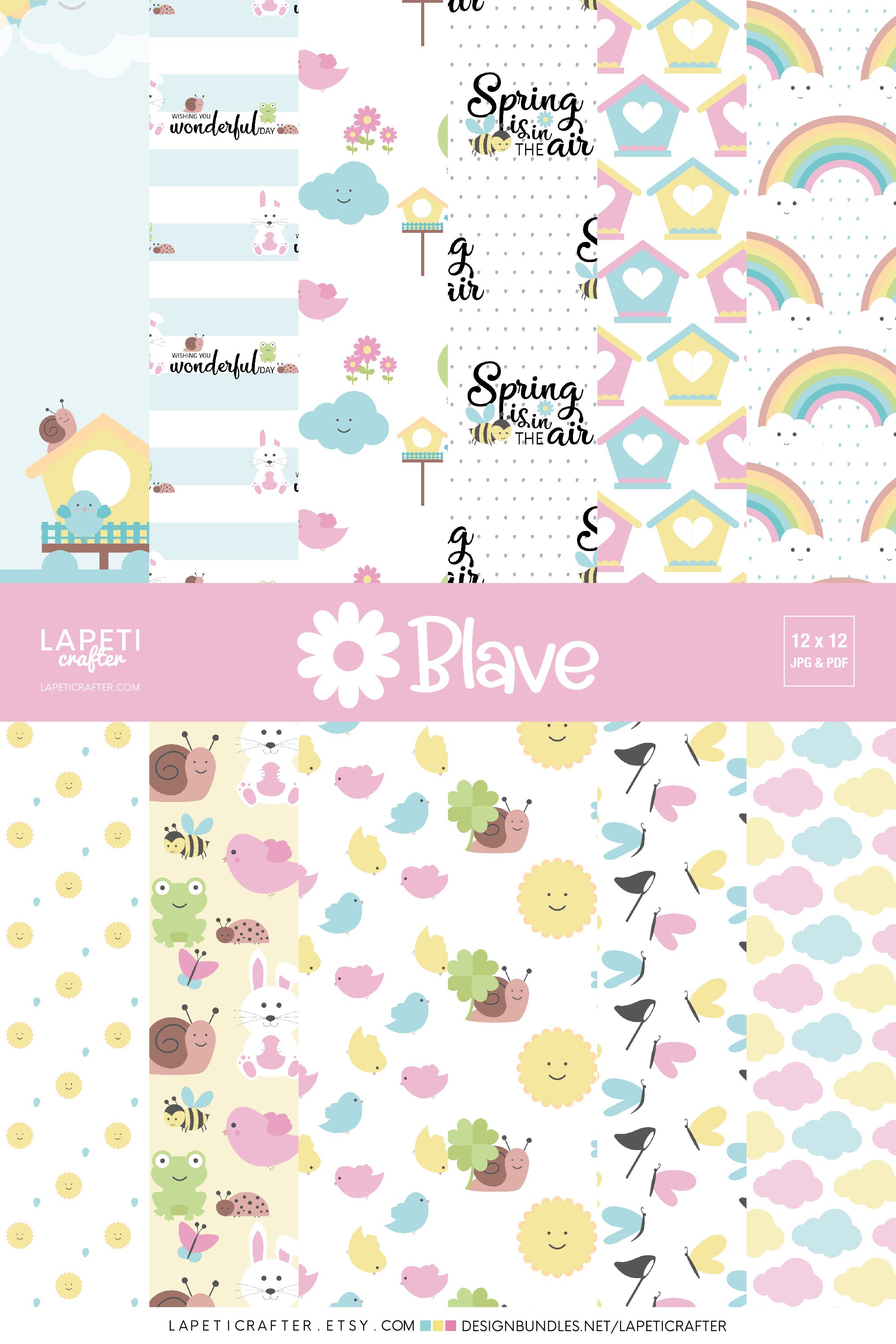 Spring Digital Paper Collection - Scrapbook Patterns
