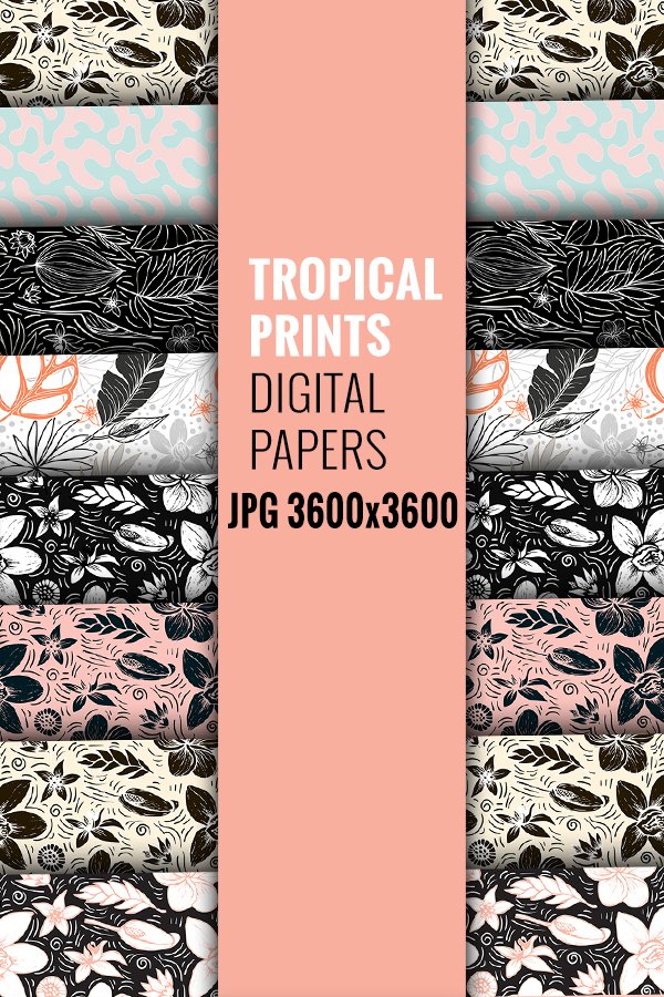 Tropical print for scrapbooking, digital papers