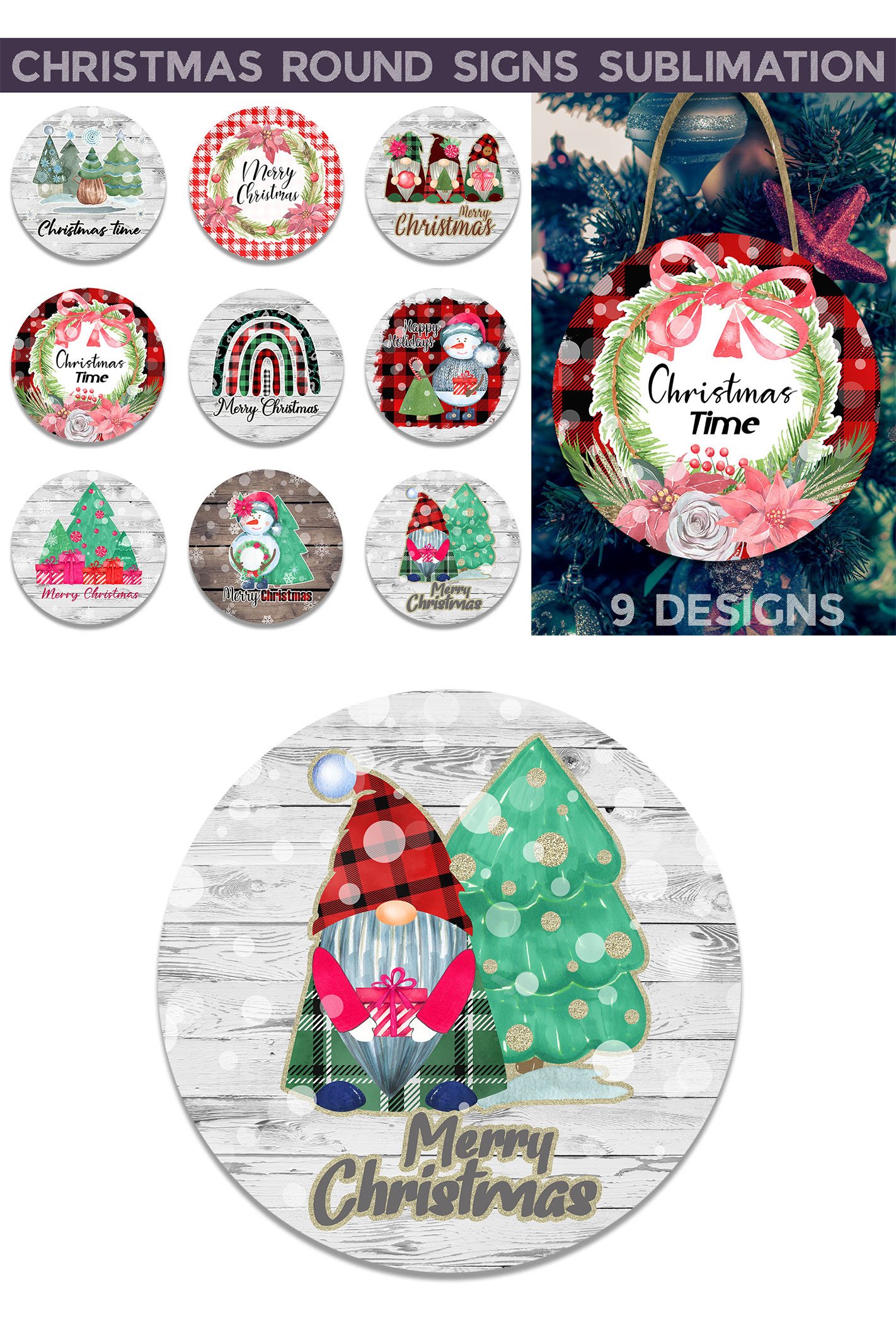 Christmas Round Signs | Christmas Ornament Bundle