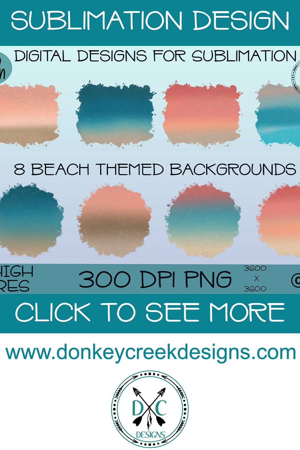 Sublimation Bundle Beach Background Elements 8 PNG files (1460343 ...