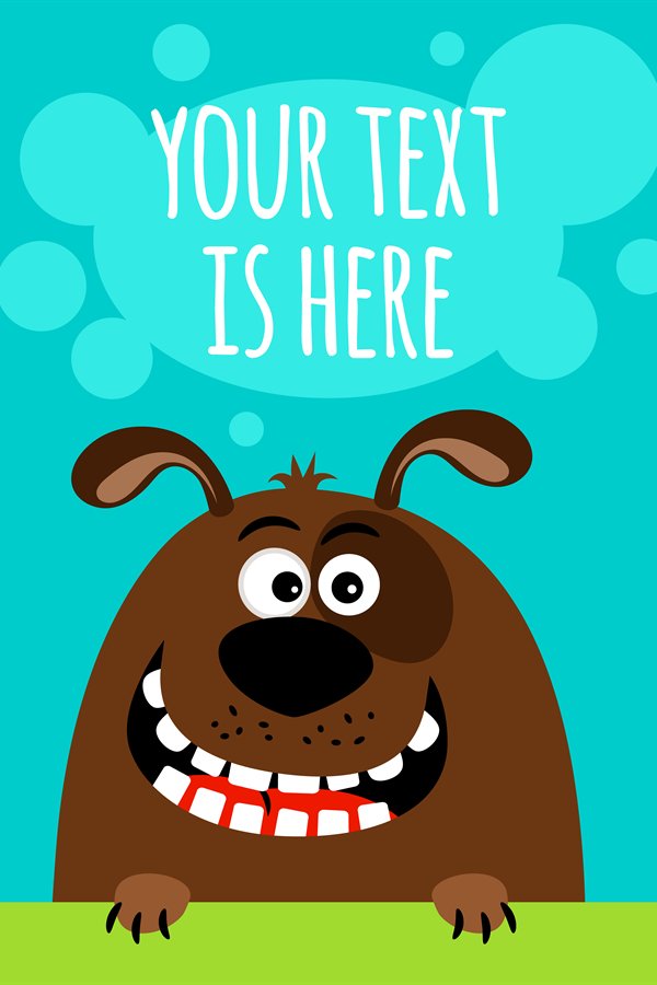 Happy cartoon dog card