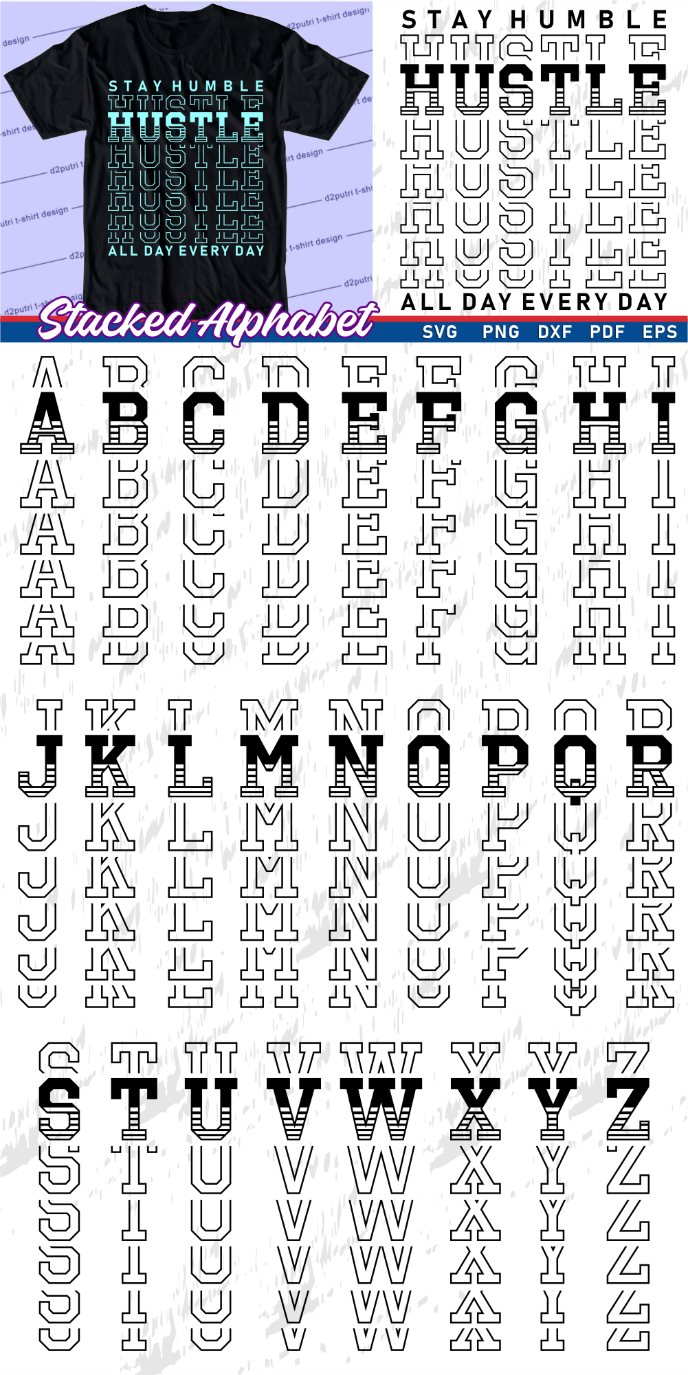 Stacked Varsity Alphabet, Sports Font SVG, Jersey Letters