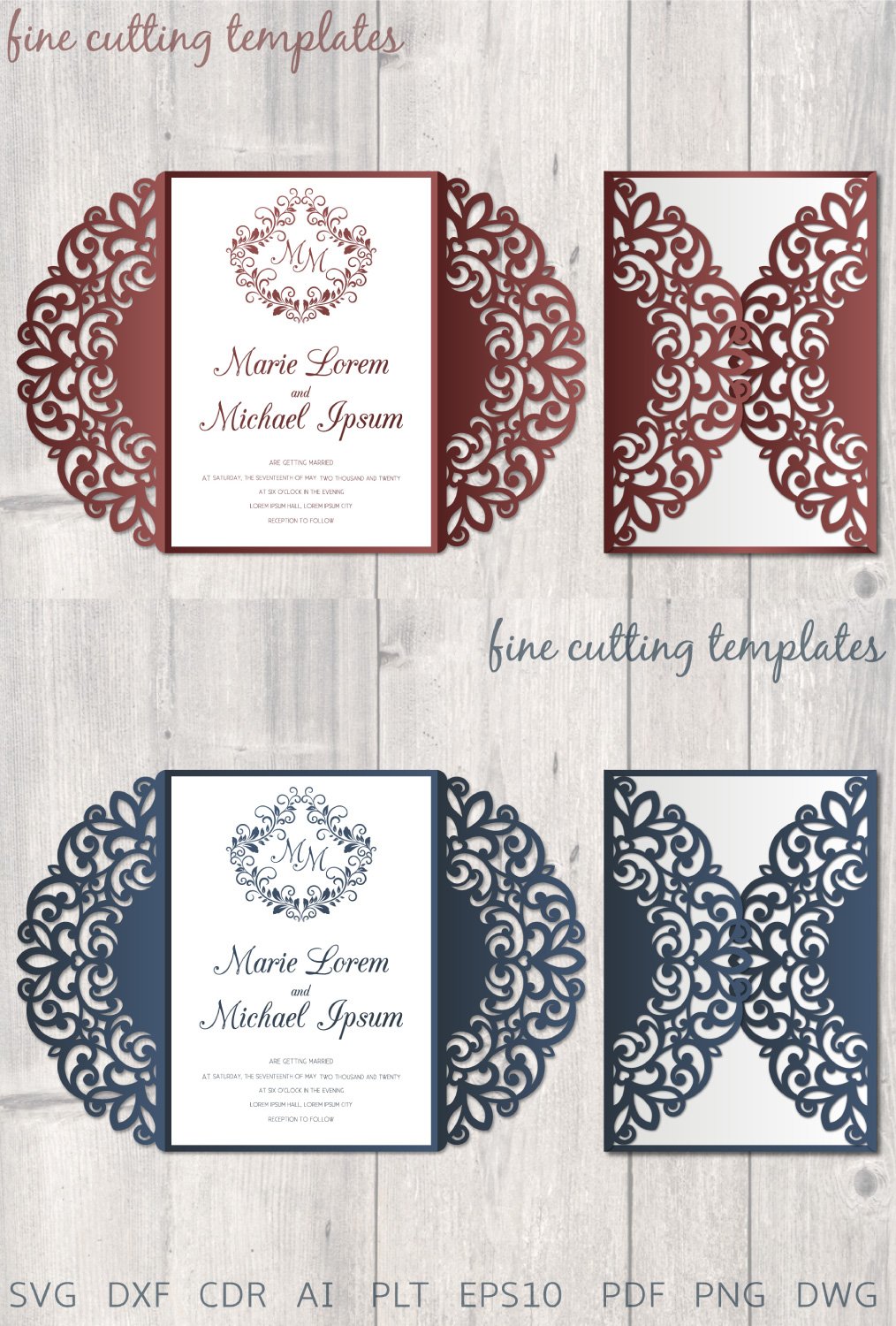 Gate card SVG, Wedding invitation SVG Cricut Laser cut files