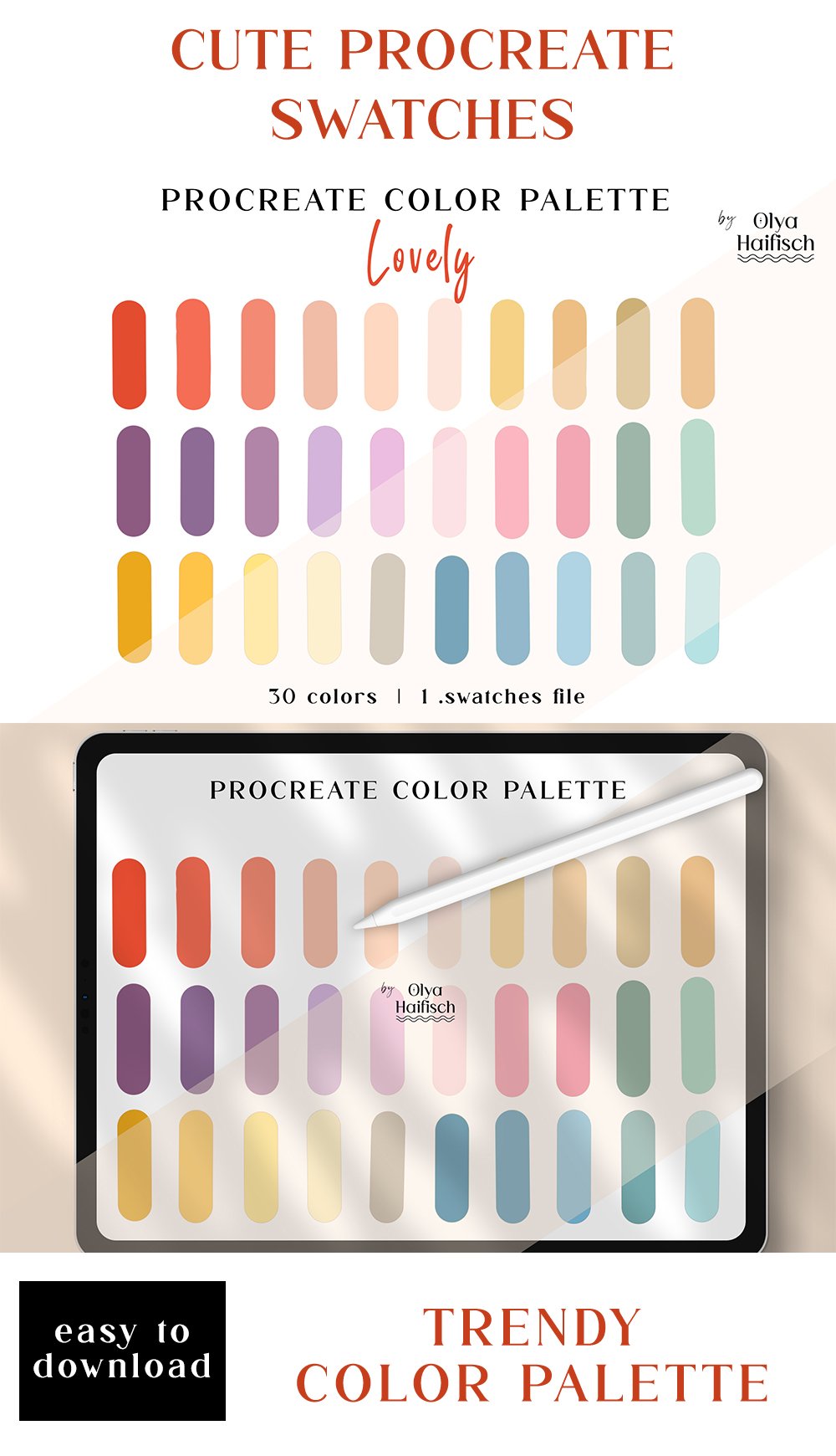 Bright Procreate Color Palette. Colorful Procreate Swatches