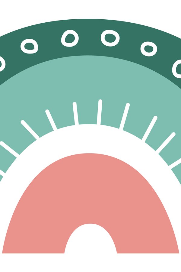 Scandinavian semi circle pattern element. Rainbow in boho st