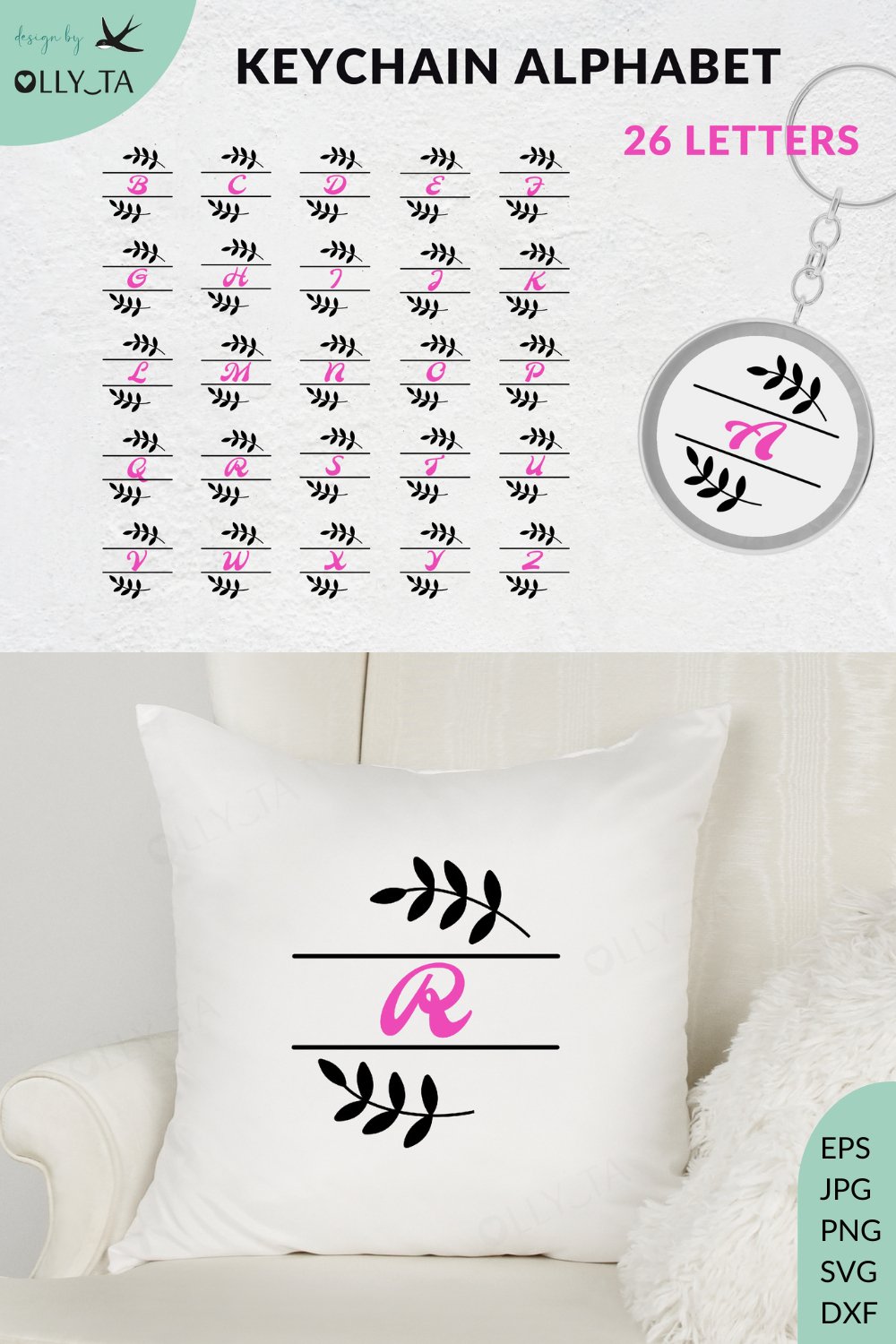 Botanical Alphabet Monogram SVG |Split Monogram Letters