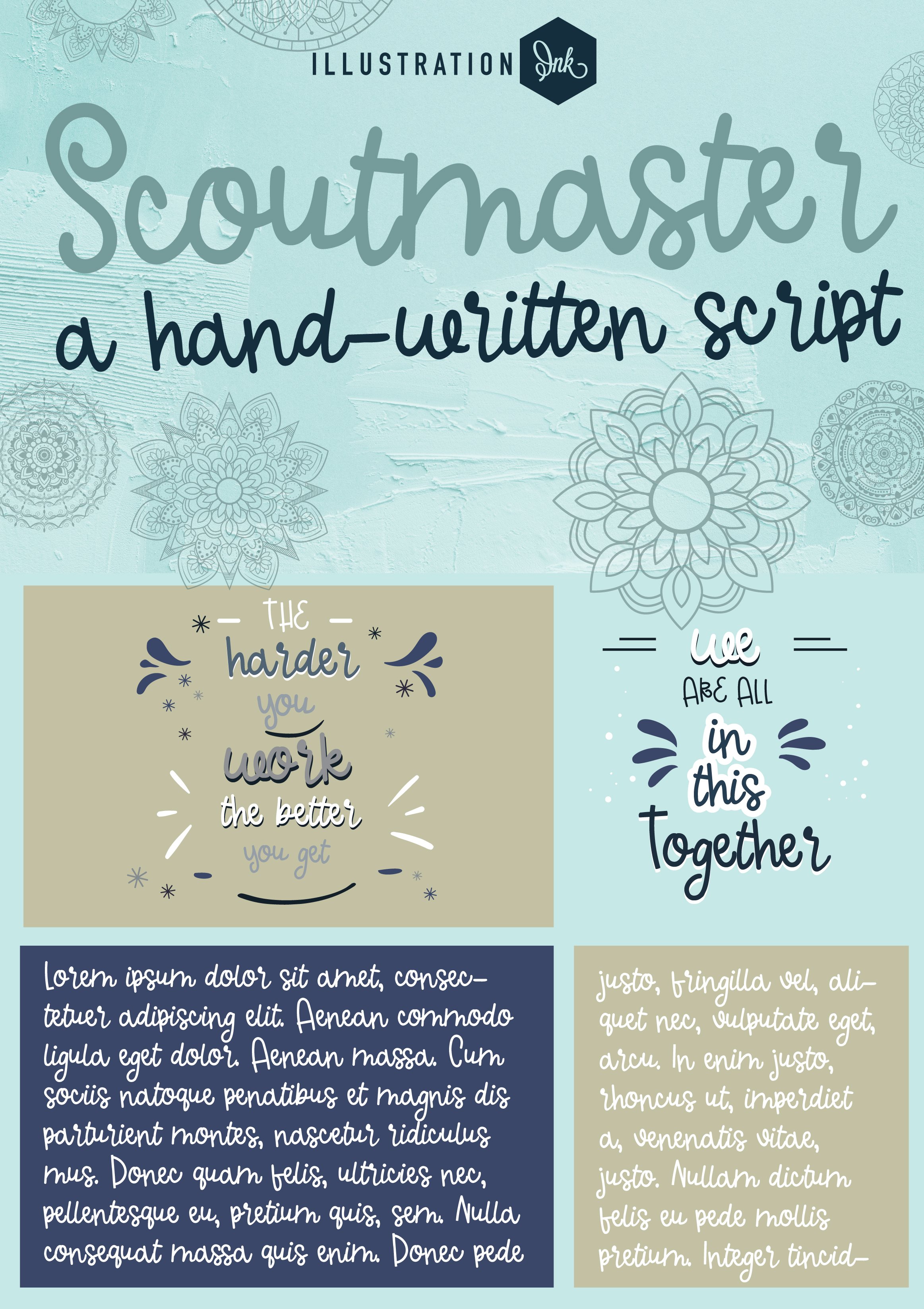 Hand-crafted, hand-written, script font