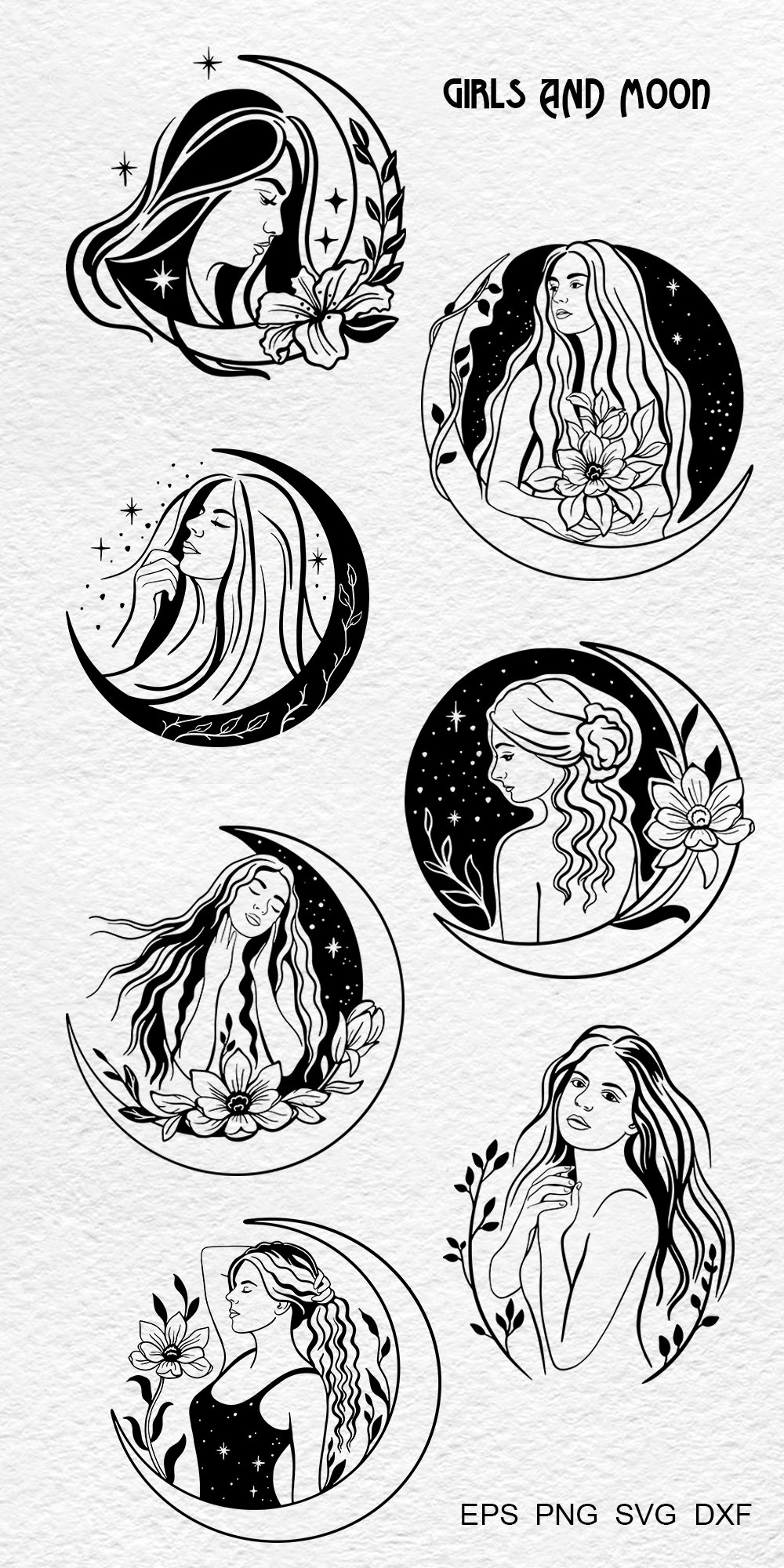 Celestial Girls, Moon Girls , Magic Girls SVG 7 designs
