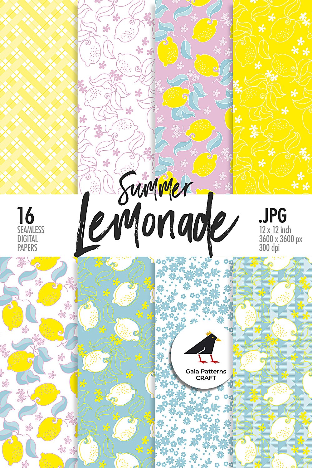 Summer Lemonade Digital Papers | Lemon fruit Scrapbook
