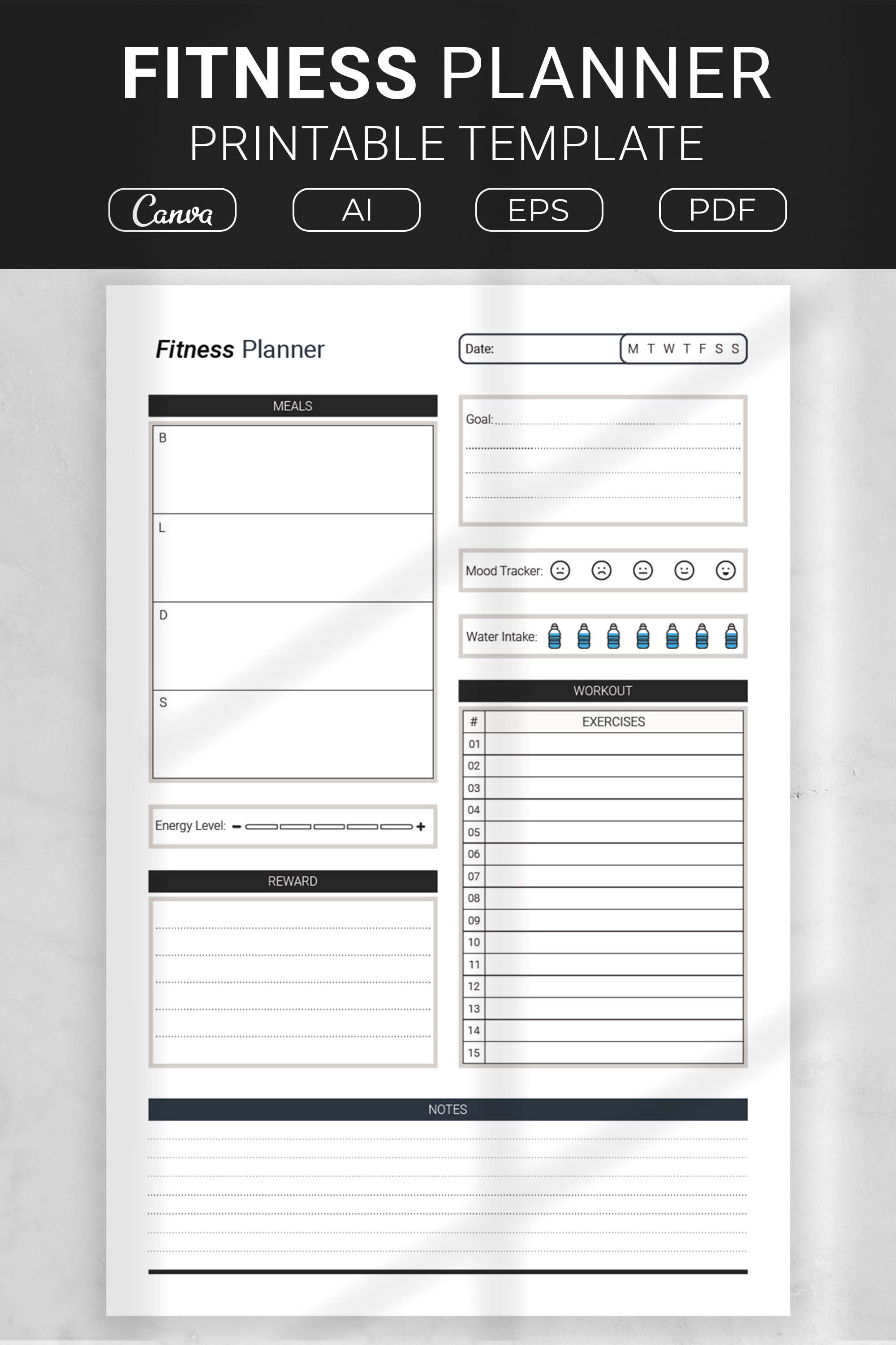 Fitness Planner Printable Template (2698556)
