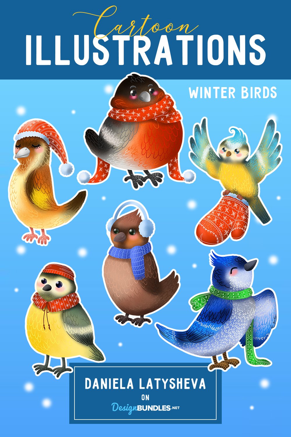 Winter birds. Funny christmas cartoon (986760)
