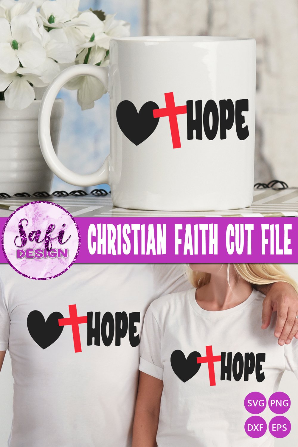 Love, Cross, Hope Christian Cut FIle | Christian Faith SVG