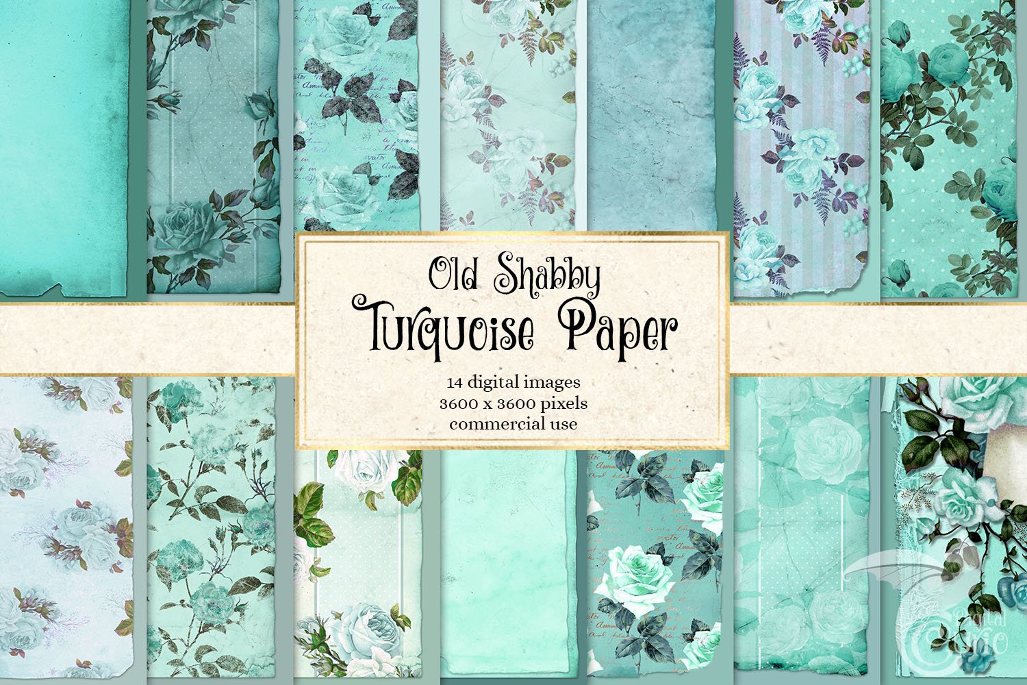 Old Shabby Turquoise Paper Textures