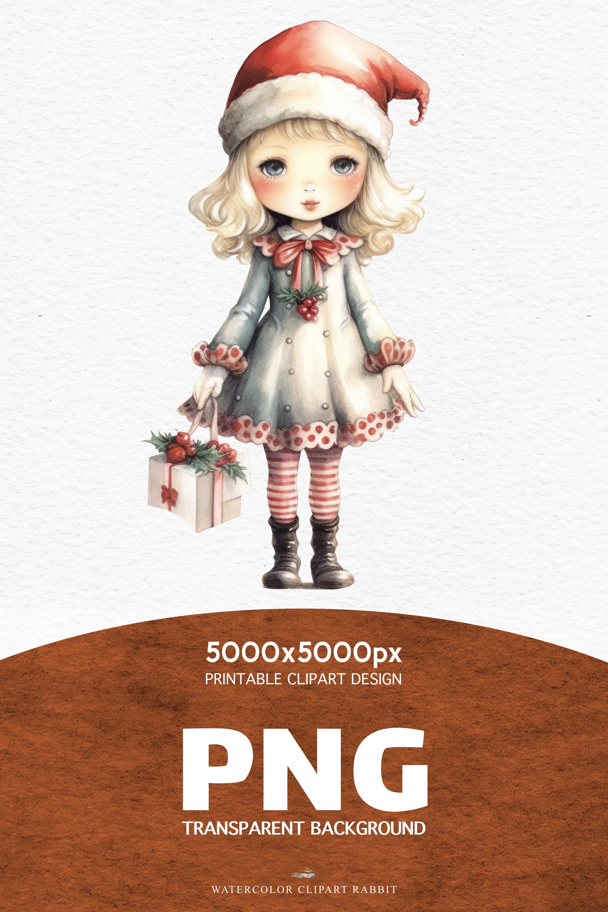 Cute Christmas Girl Winter Kawaii Character Lady Clipart PNG