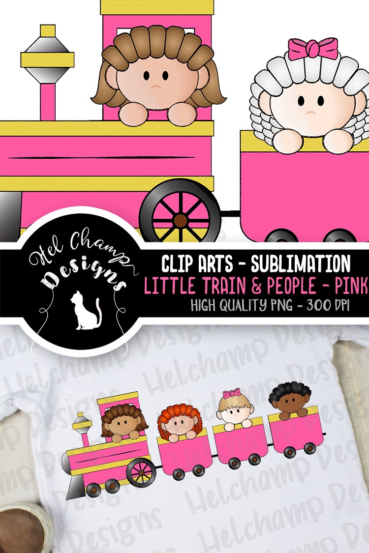 Little Trains | Pink with people | Clip Arts | Sublimation