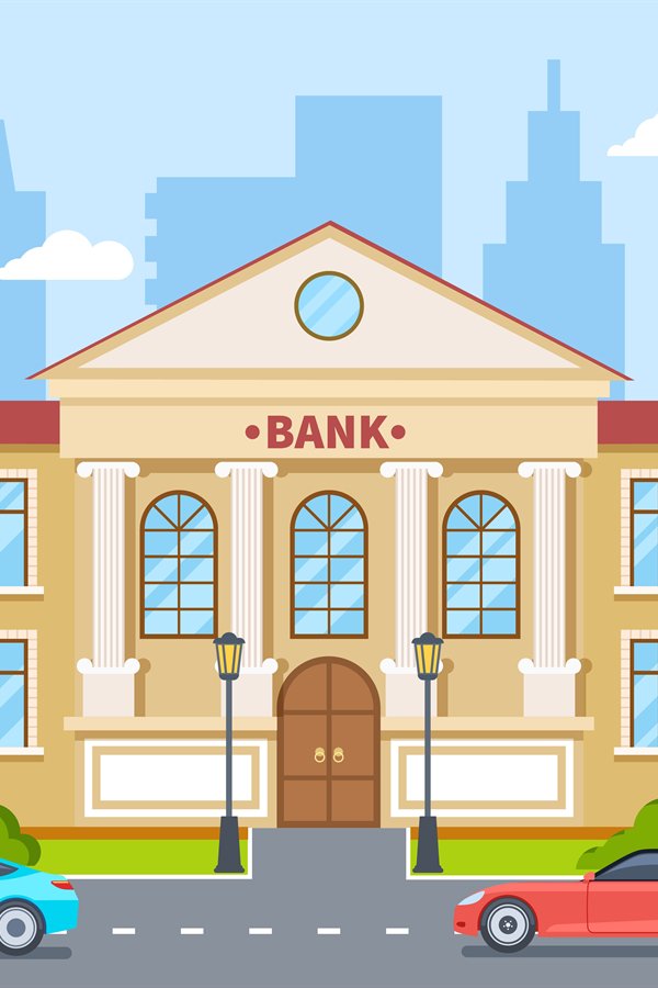 Bank building. Government house, financial office exterior w