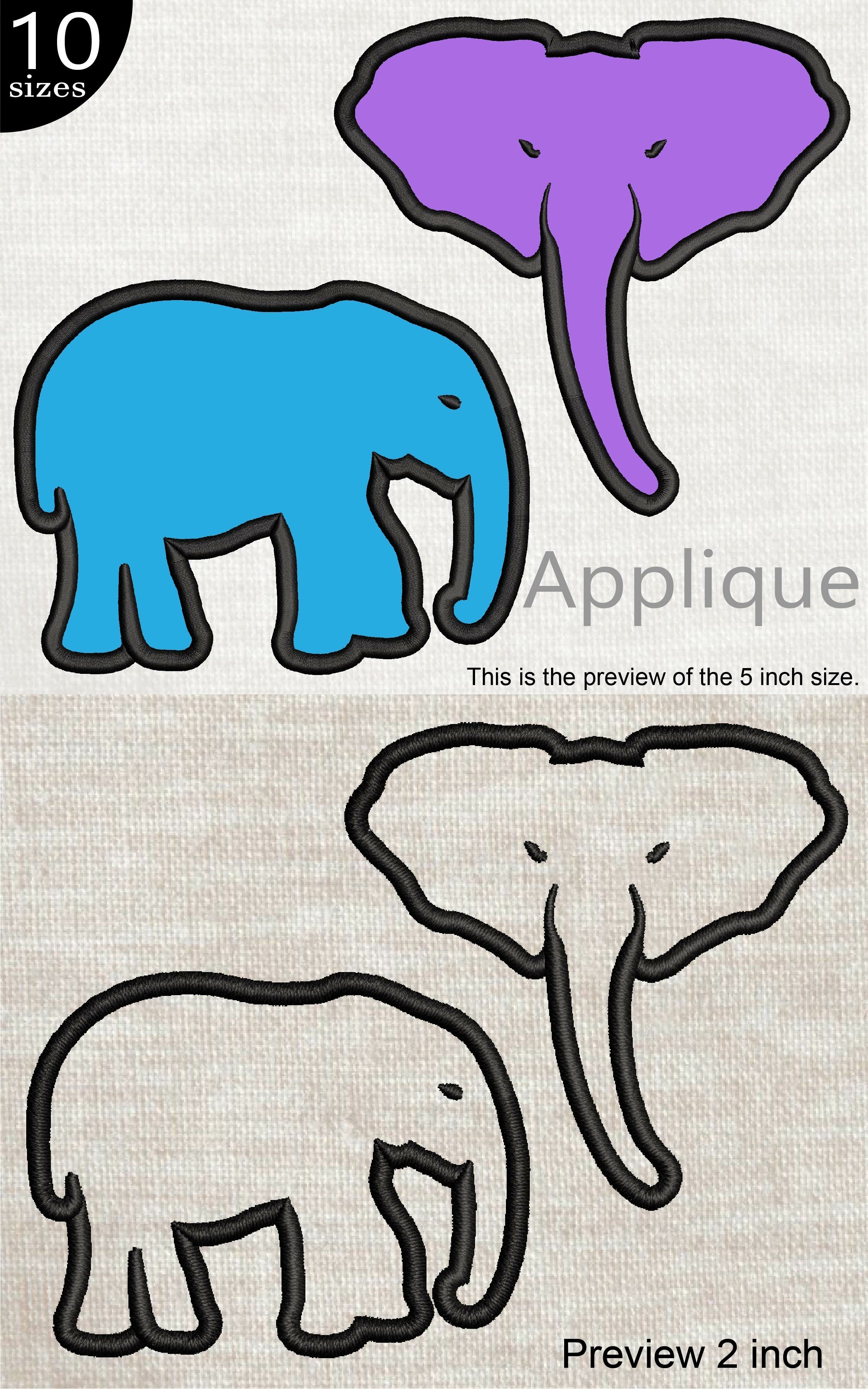 Applique Elephant - Embroidery Files - 36e