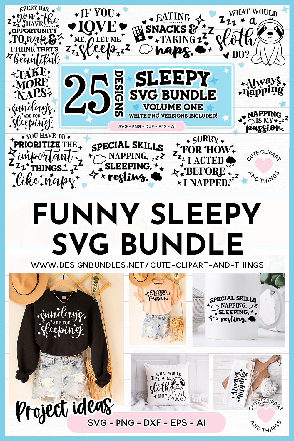 Funny Sleepy SVG Bundle - 25 Designs Included