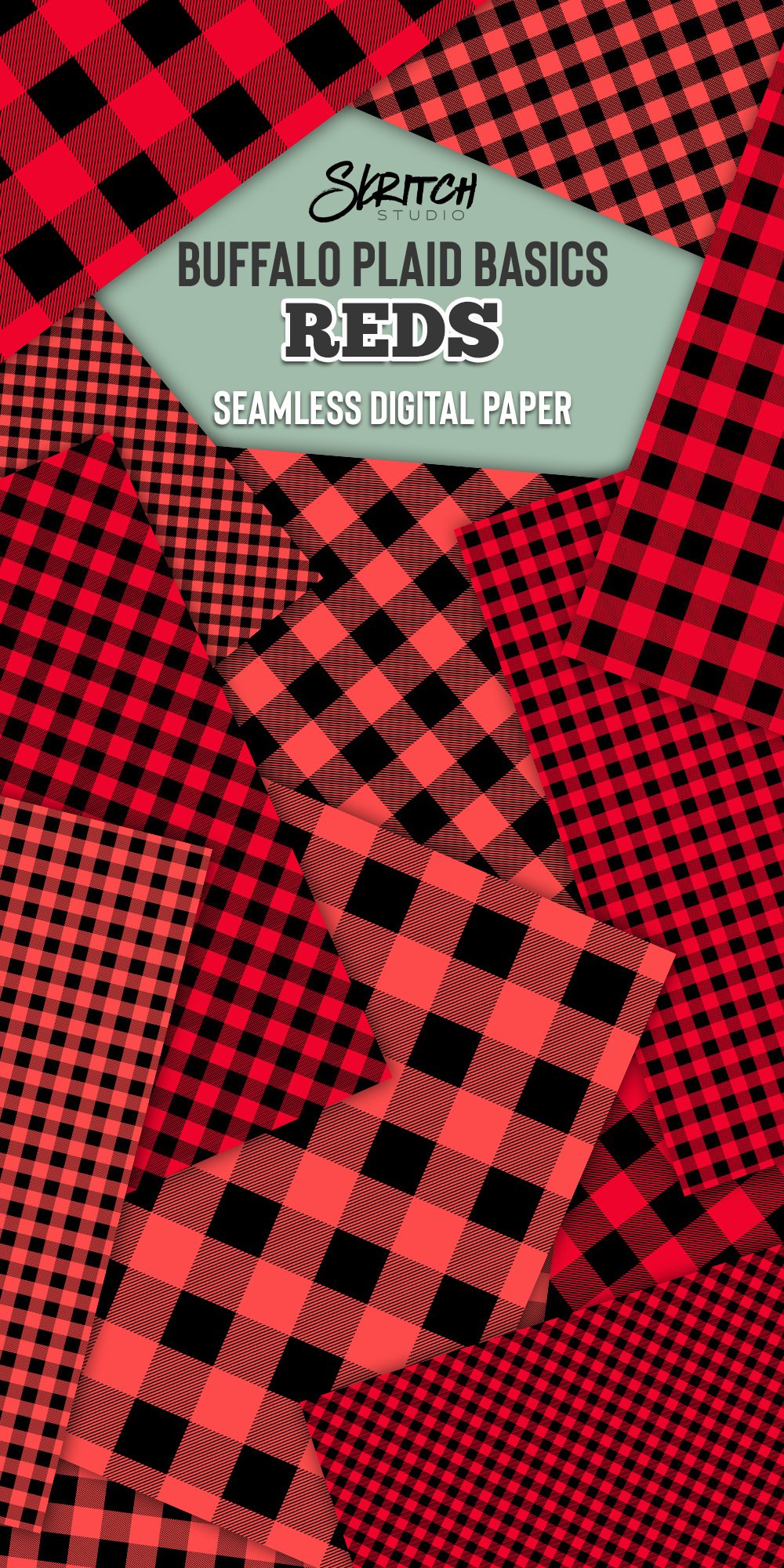 Buffalo Plaid Basics Reds 24 Digital Papers