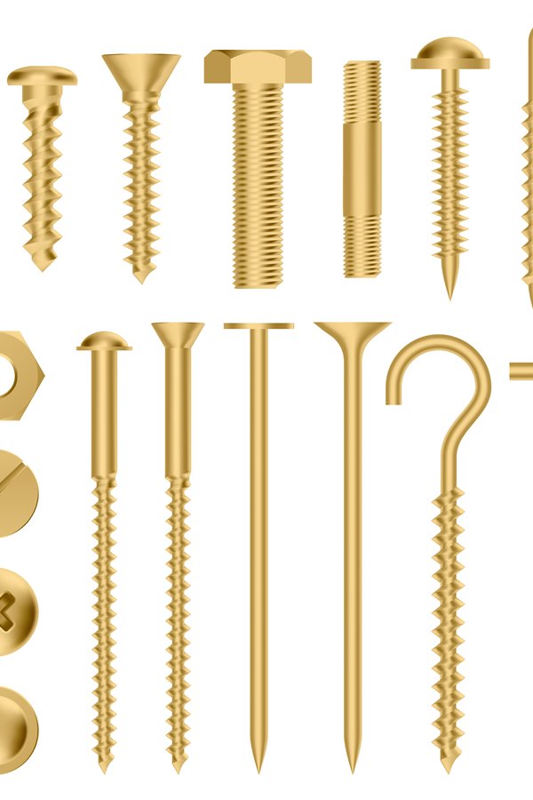 Realistic golden hardware. Construction gold metal hex cap