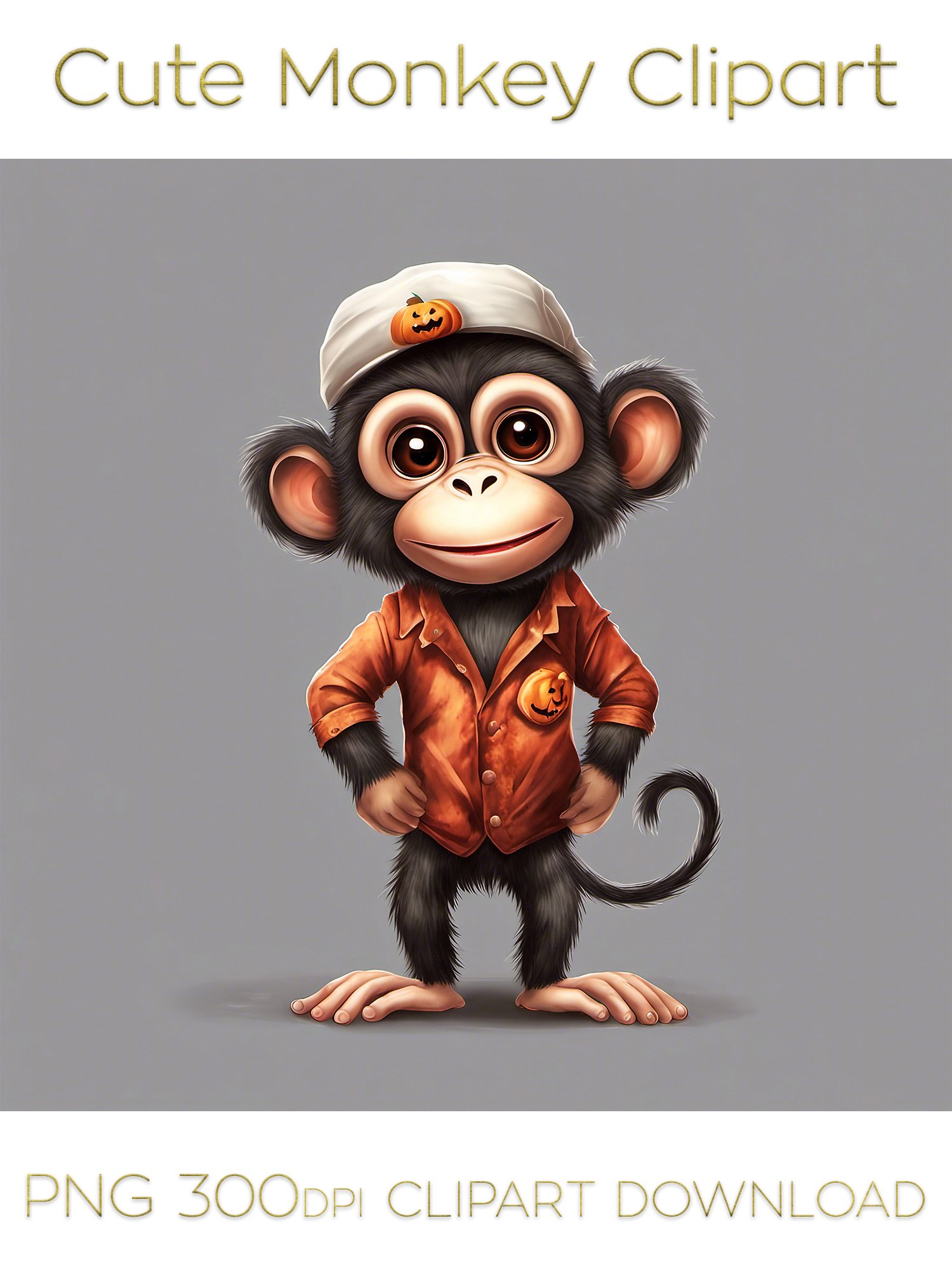 Cute Monkey clipart 10 Monkeys sublimation illustration PNG