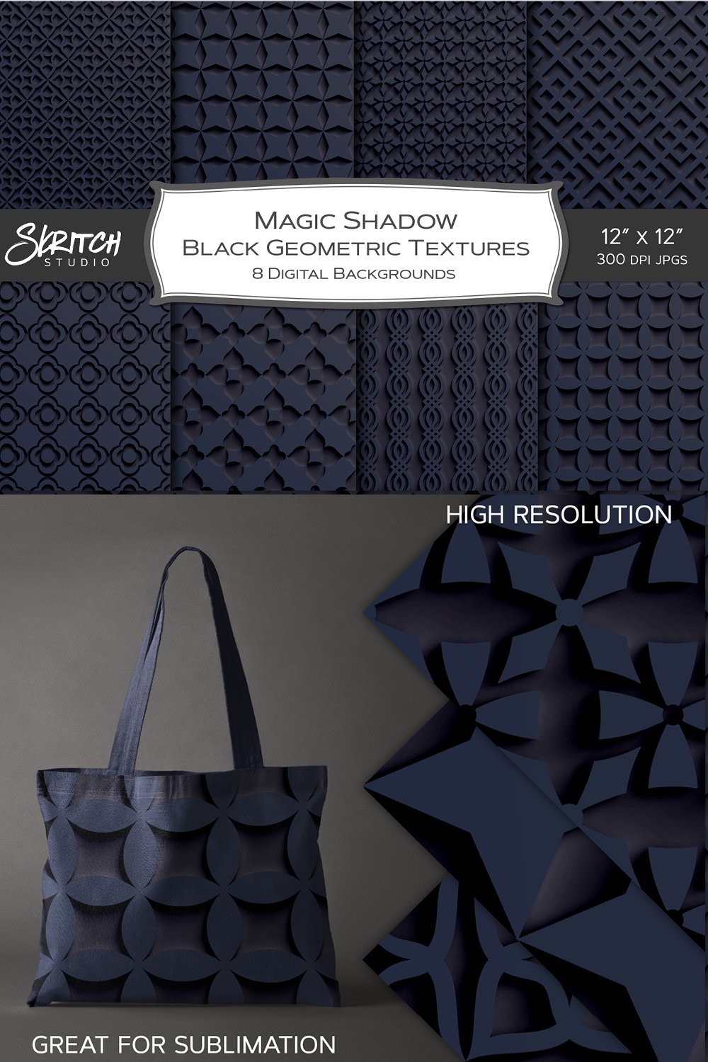 Magic Shadow Optical Illusion Black Geometric Textures