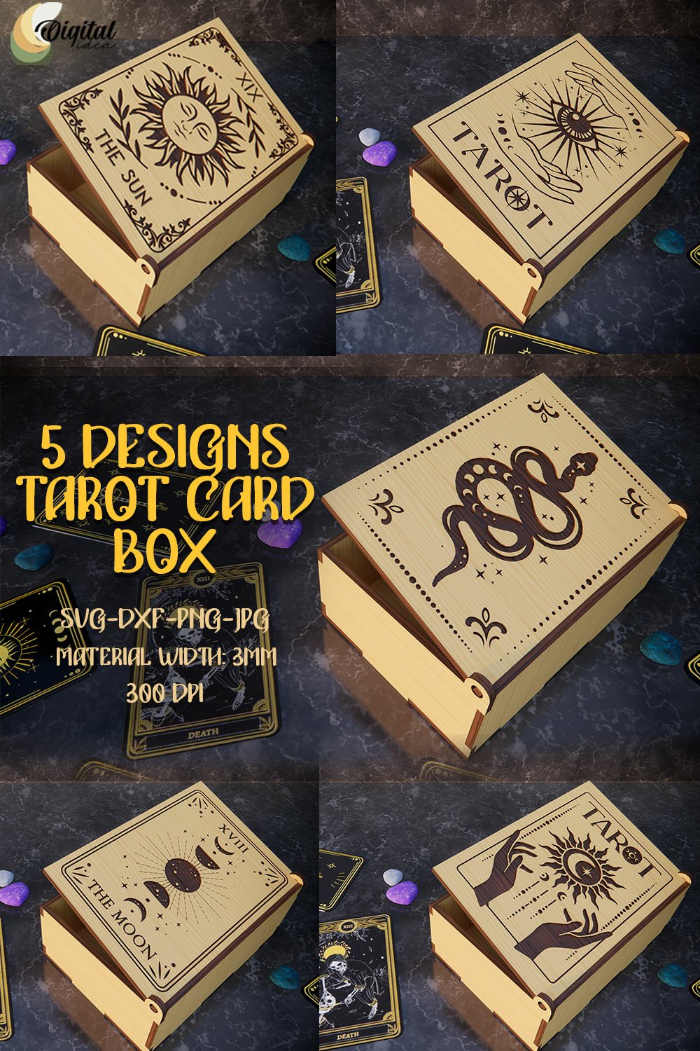Tarot Card Box Laser Cut Bundle. 3D Laser Decor. Magic SVG.