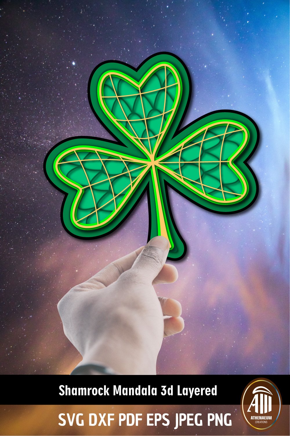 3d Layered Shamrock| Shamrock mandala SVG| Clover mandala