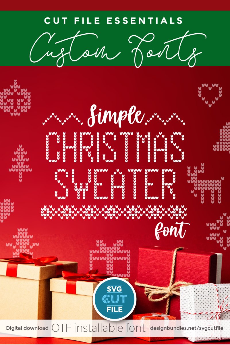 Christmas Sweater font, Ugly sweater font with stitched OTF