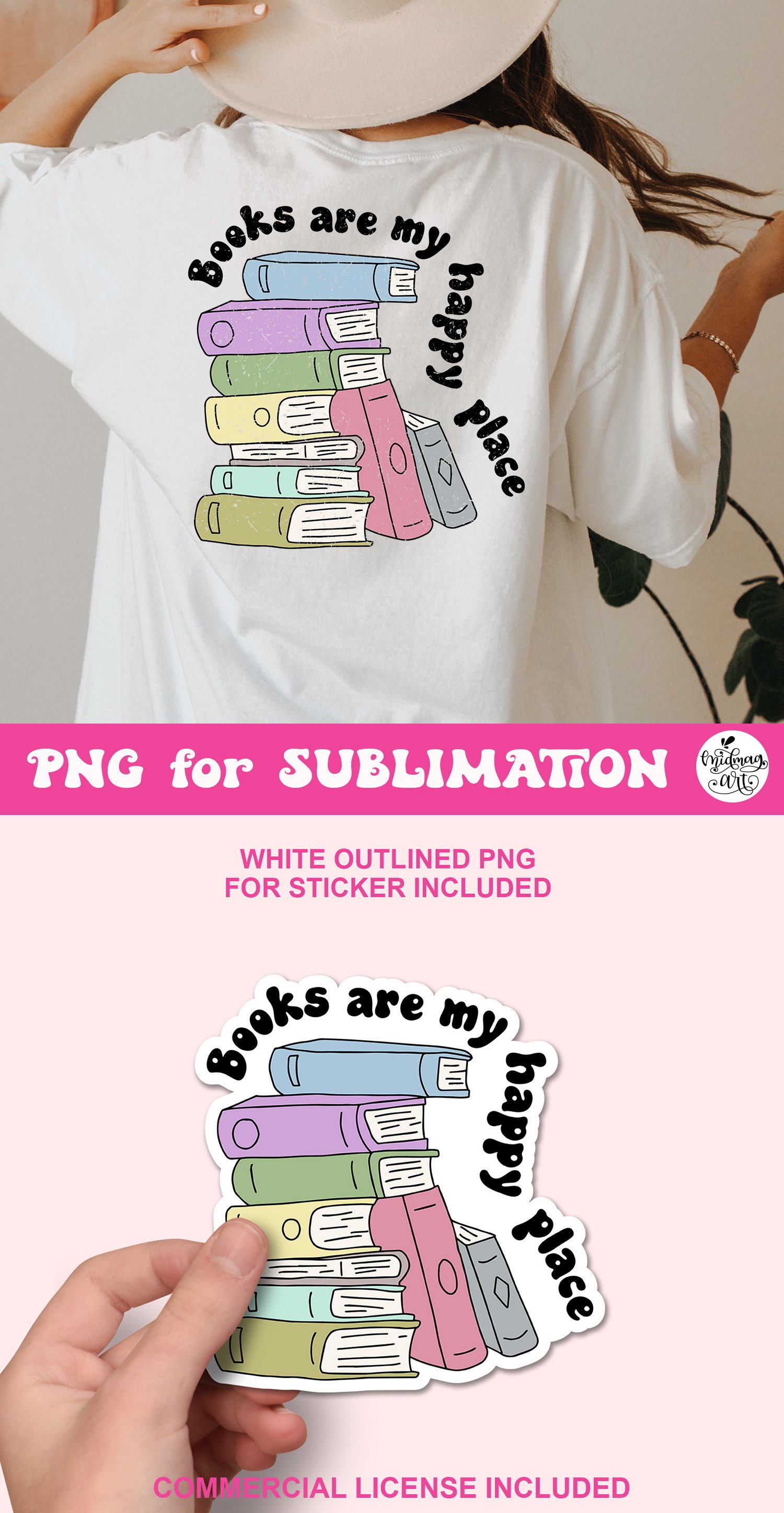 Books Are My Happy Place PNG, Book Lover (2826729)