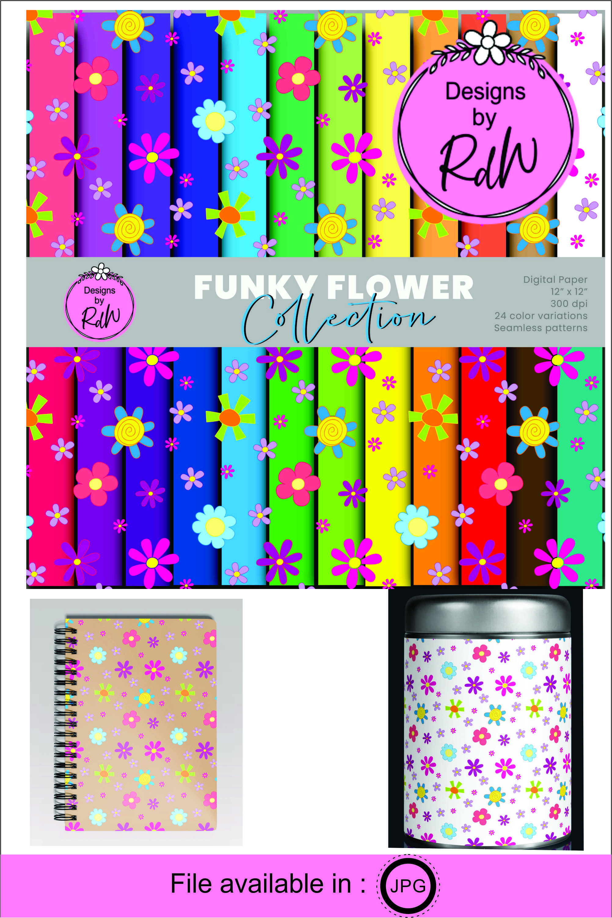 Funky Flowers Digital Scrapbook paper