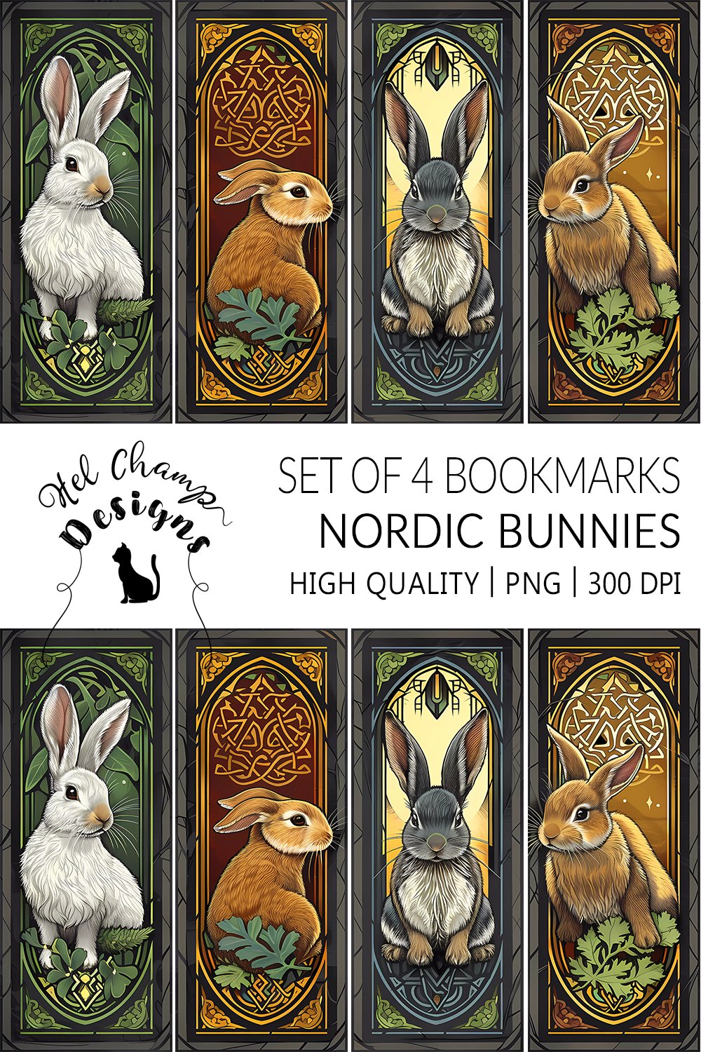 Bookmarks nordic art bunnies sublimation