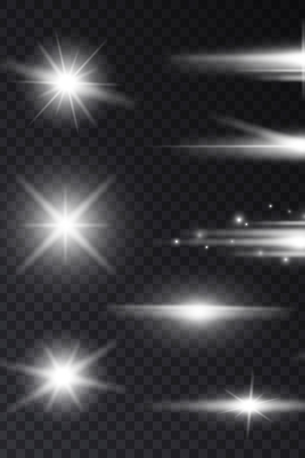 Silver light effect elements. White holiday glow, shine glit