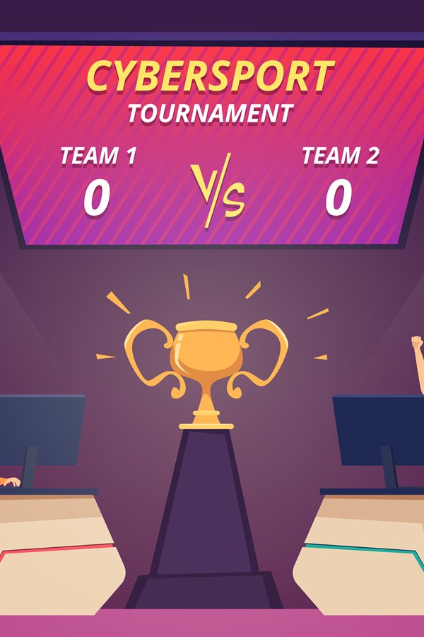 Cybersport competition. Viewers watching video game match on