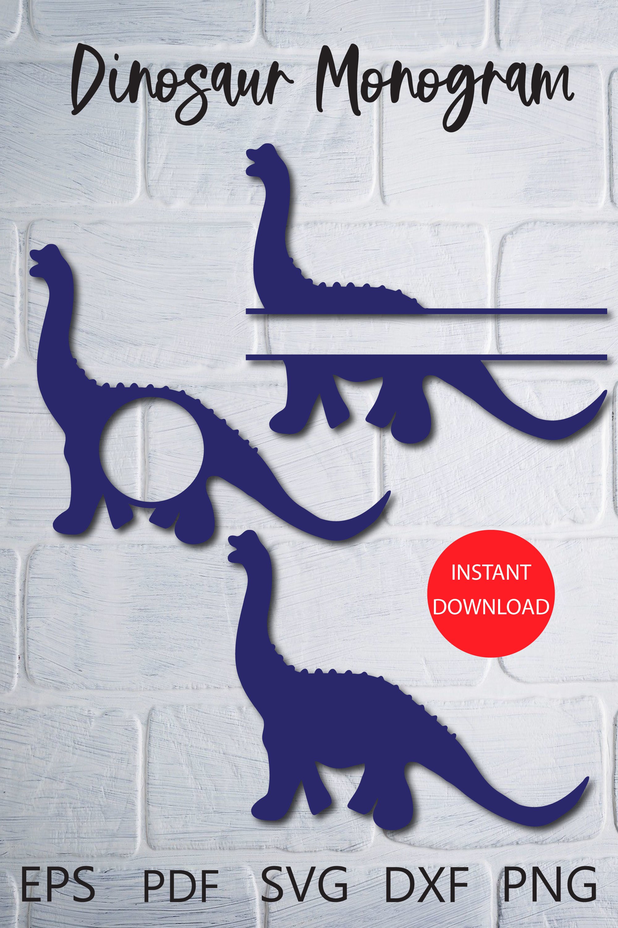 Dinosaur Monogram SVG Cut File for Cricut (826272)