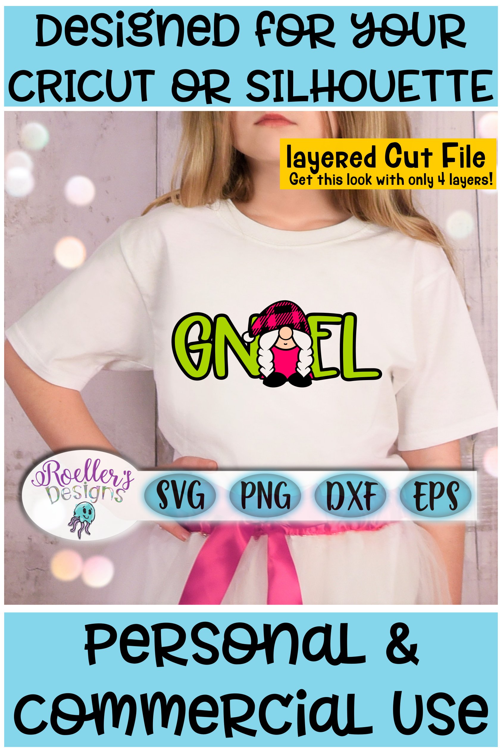 Gnoel Girl Gnome - A Plaid Layered SVG Cricut Cut File