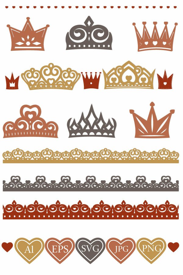 Crown template, stencil, two kinds of color and black
